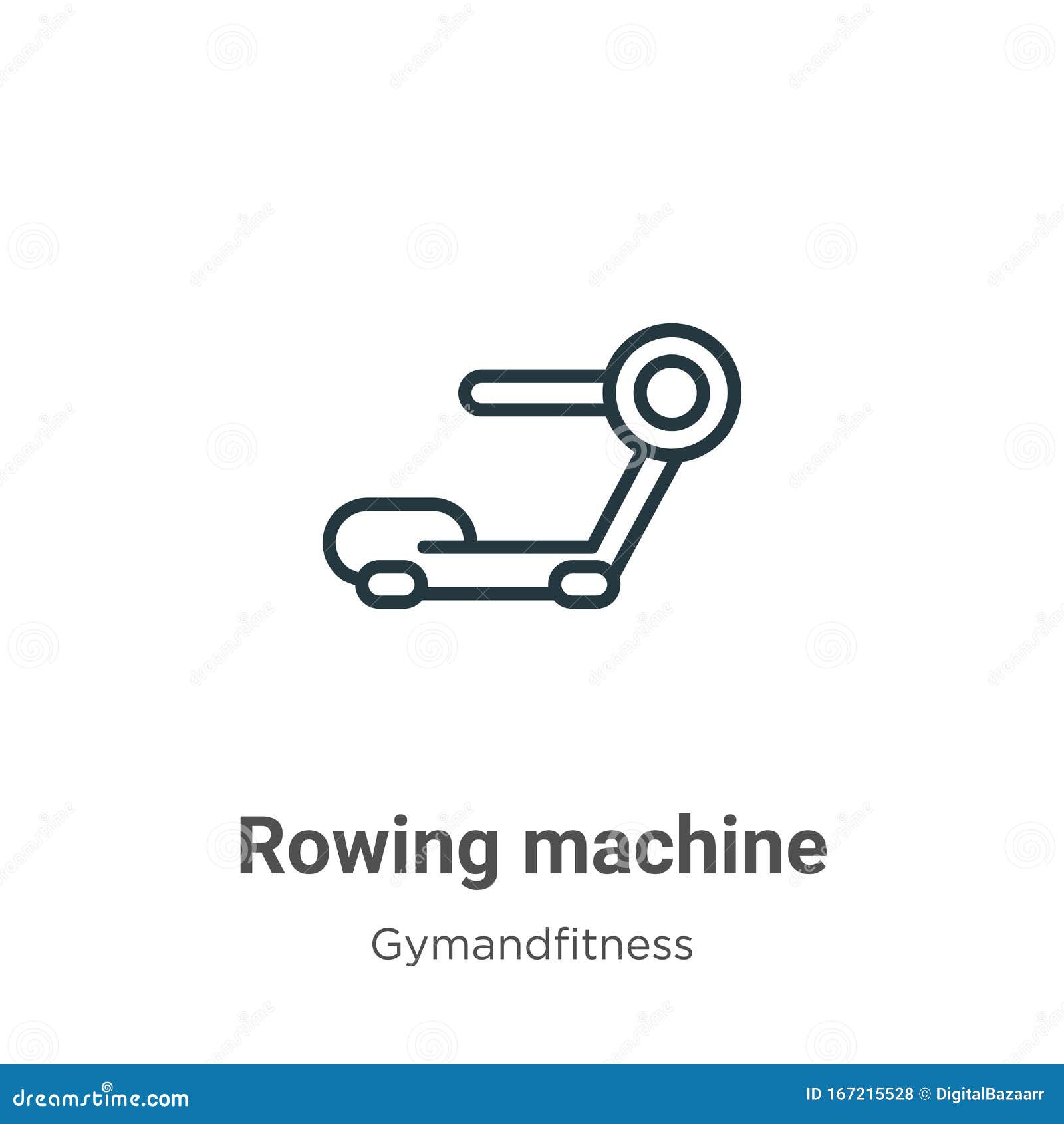 Rowing Machine Outline Vector Icon. Thin Line Black Rowing Machine Icon, Flat Vector Simple ...