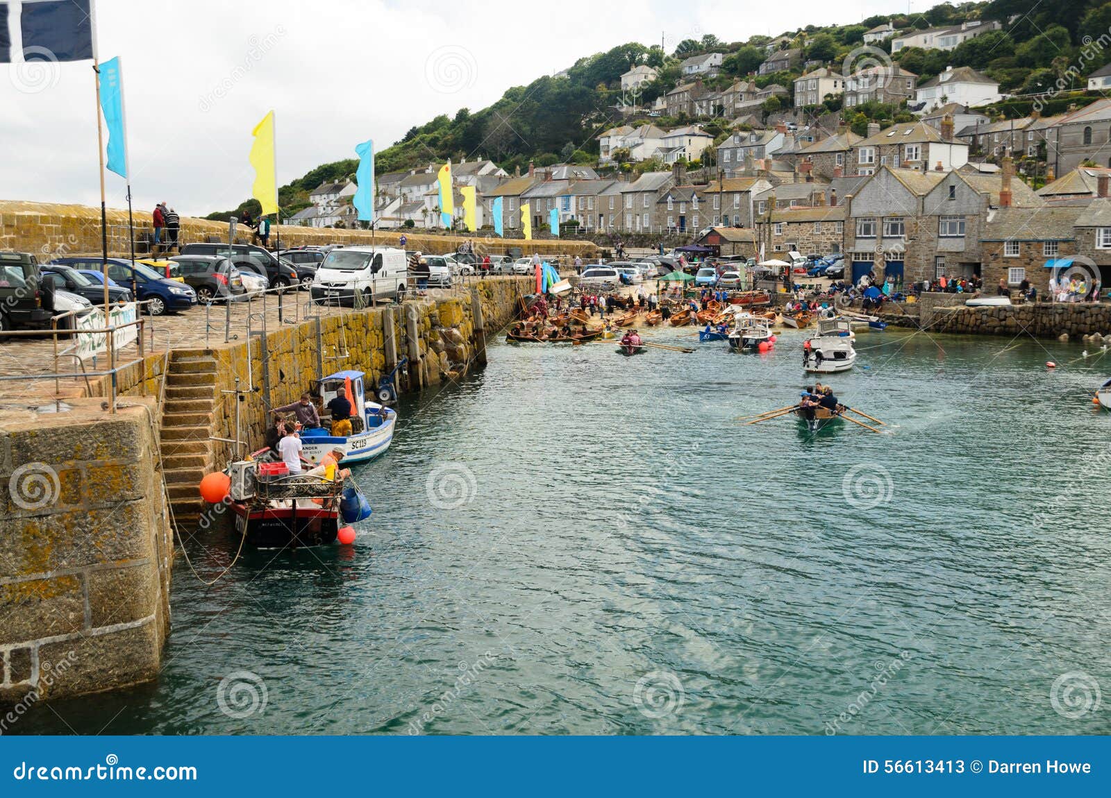 Rowing at Mousehole Harbour Editorial Stock Photo - Image of water ...