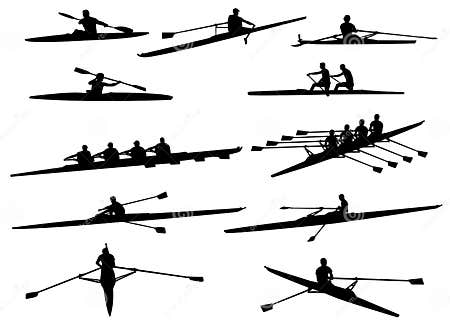 Rowing silhouettes stock vector. Illustration of competition - 34333336