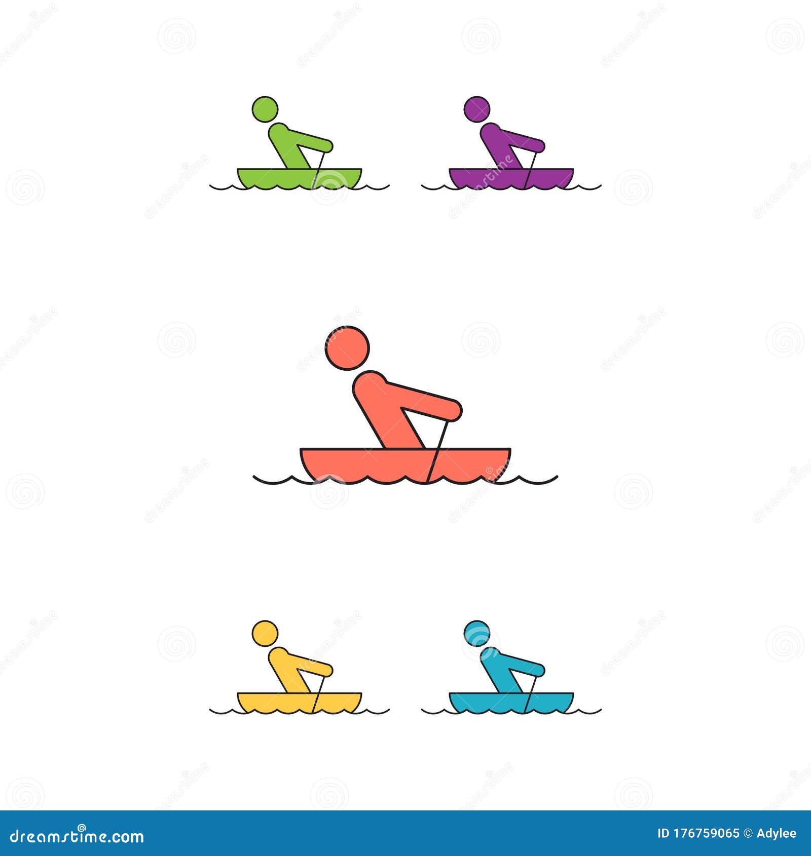Rowing Sport Training Vector Icon Symbol Isolated on White Background ...