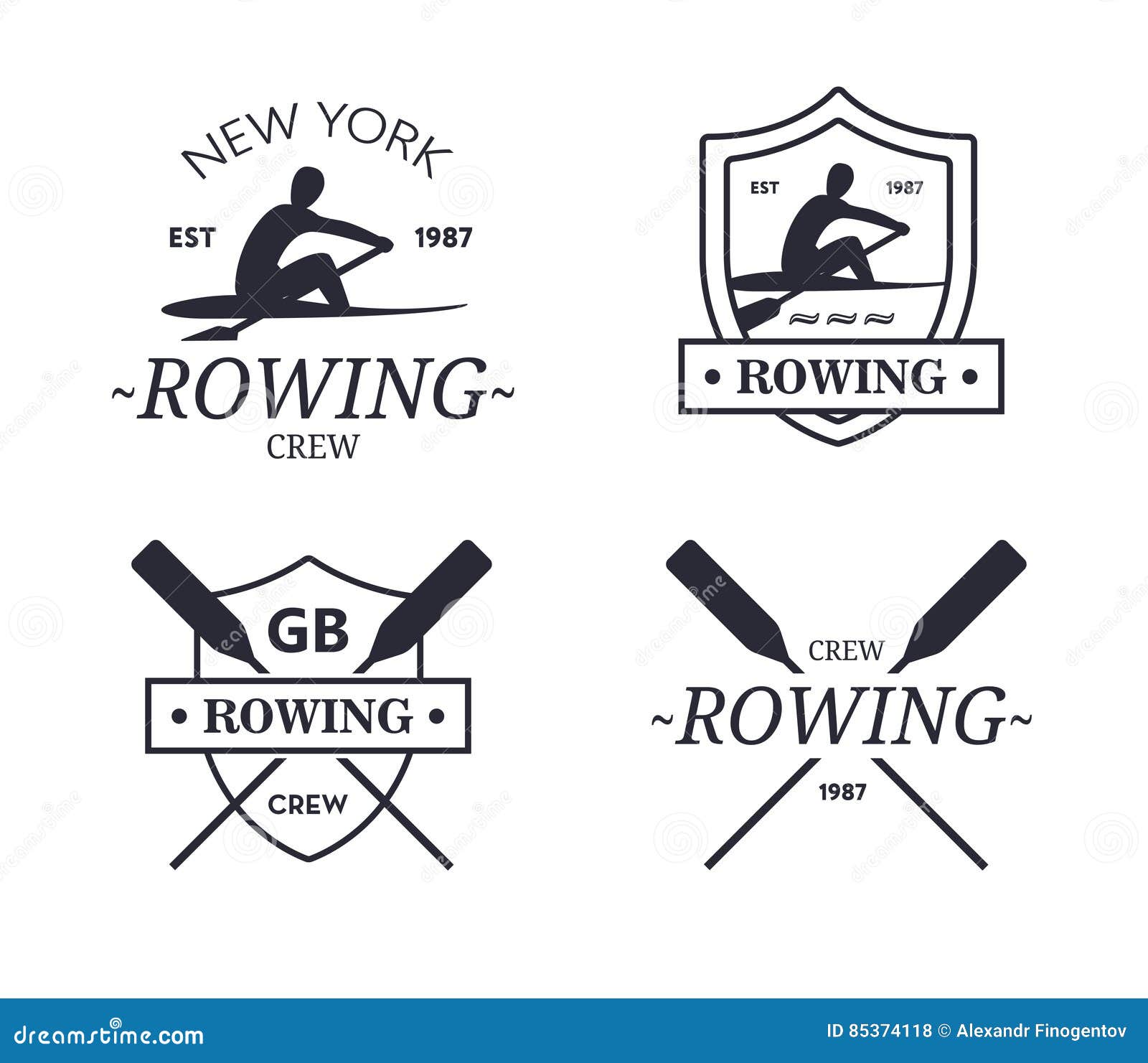Rowing Team Logo. Vector Emblem of Rowing Crew with Paddles. Rower ...