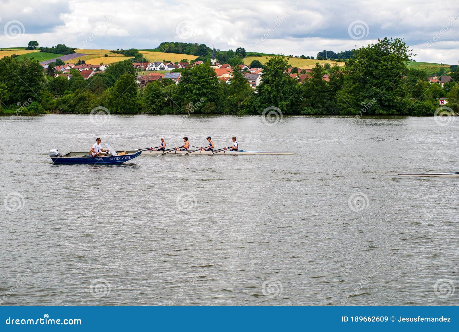 Rowing Team with Trainer Boat Editorial Stock Image - Image of bright ...
