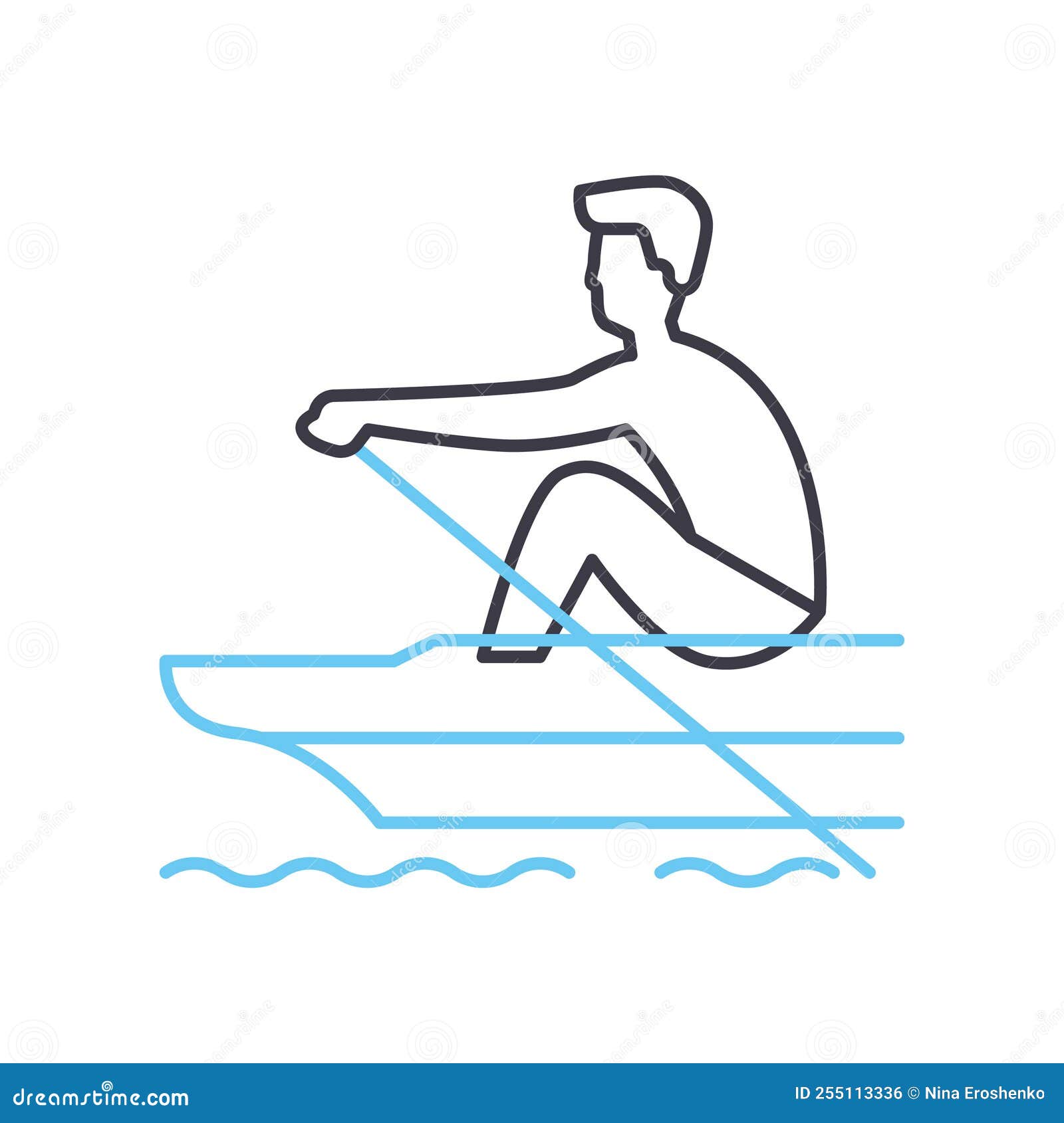 Rowing Training Line Icon, Outline Symbol, Vector Illustration, Concept ...