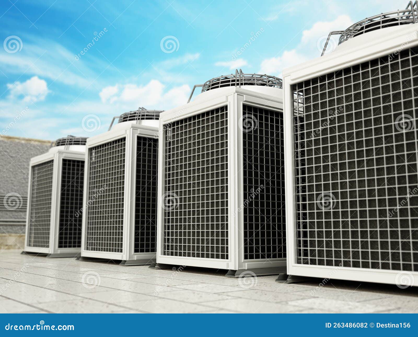 Rows of Air Conditioner Units Forming a Corridor. 3D Illustration Stock ...