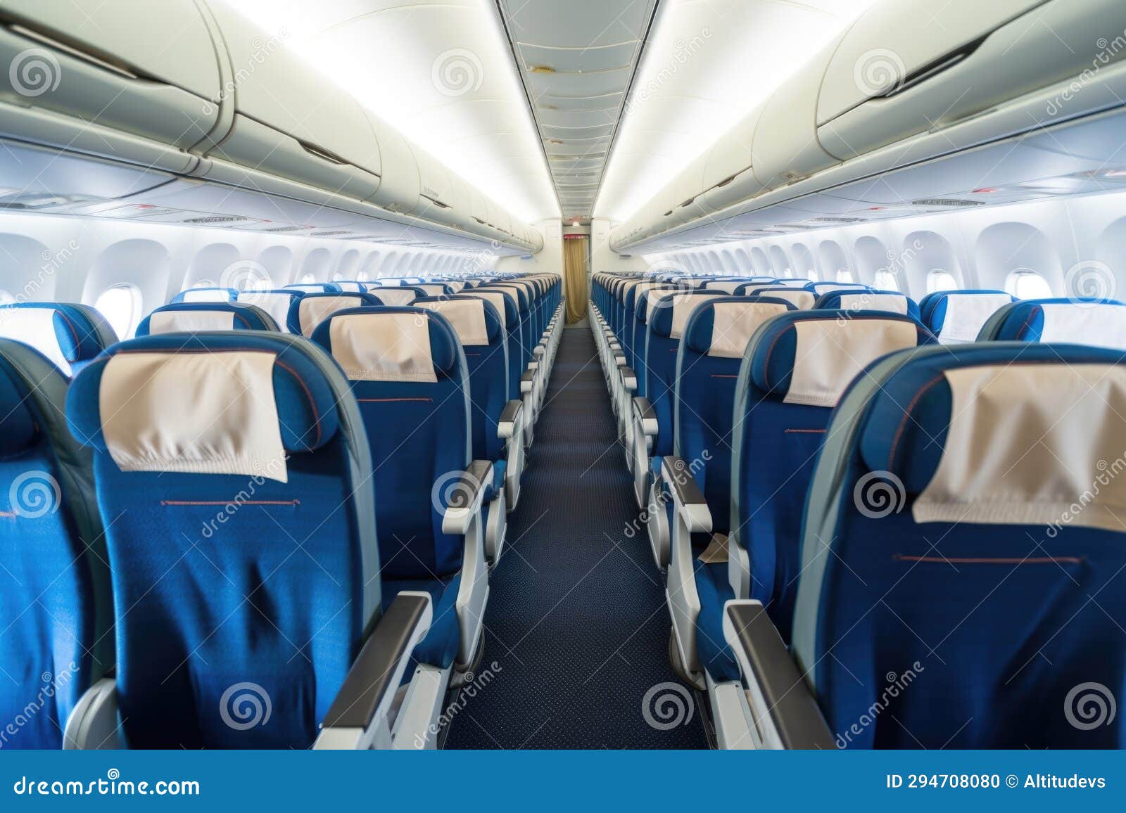 Rows of Airline Seats Taken from the Aisle Stock Photo - Image of ...