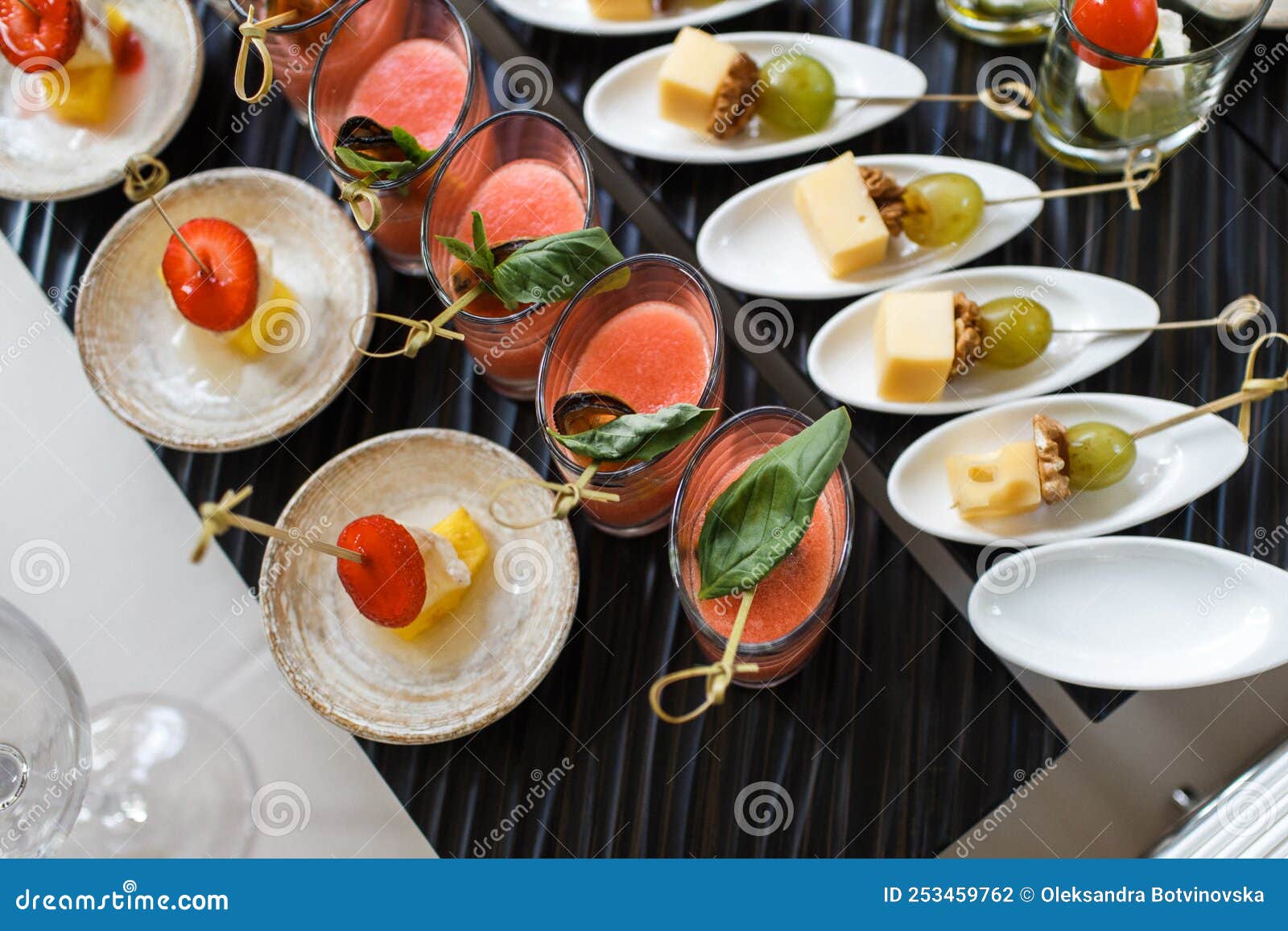 Rows of Appetizers and Starters on the Wedding Table Stock Photo ...