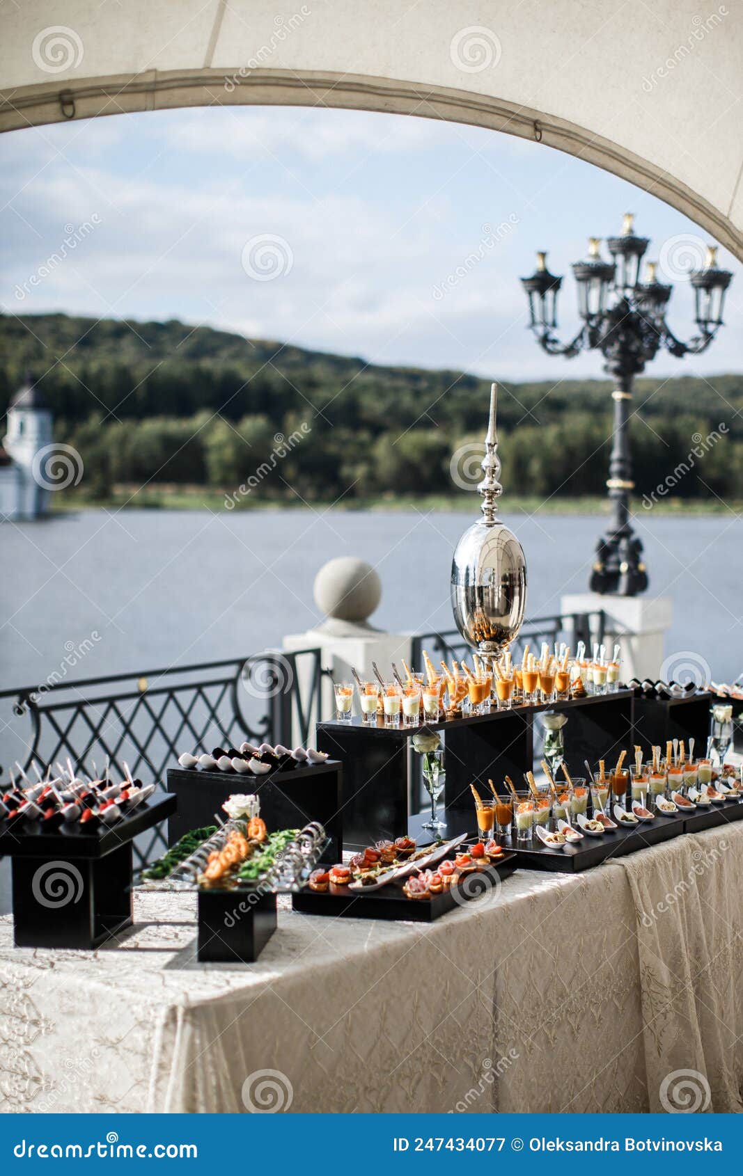 Rows of Appetizers and Starters on the Wedding Table Stock Image ...