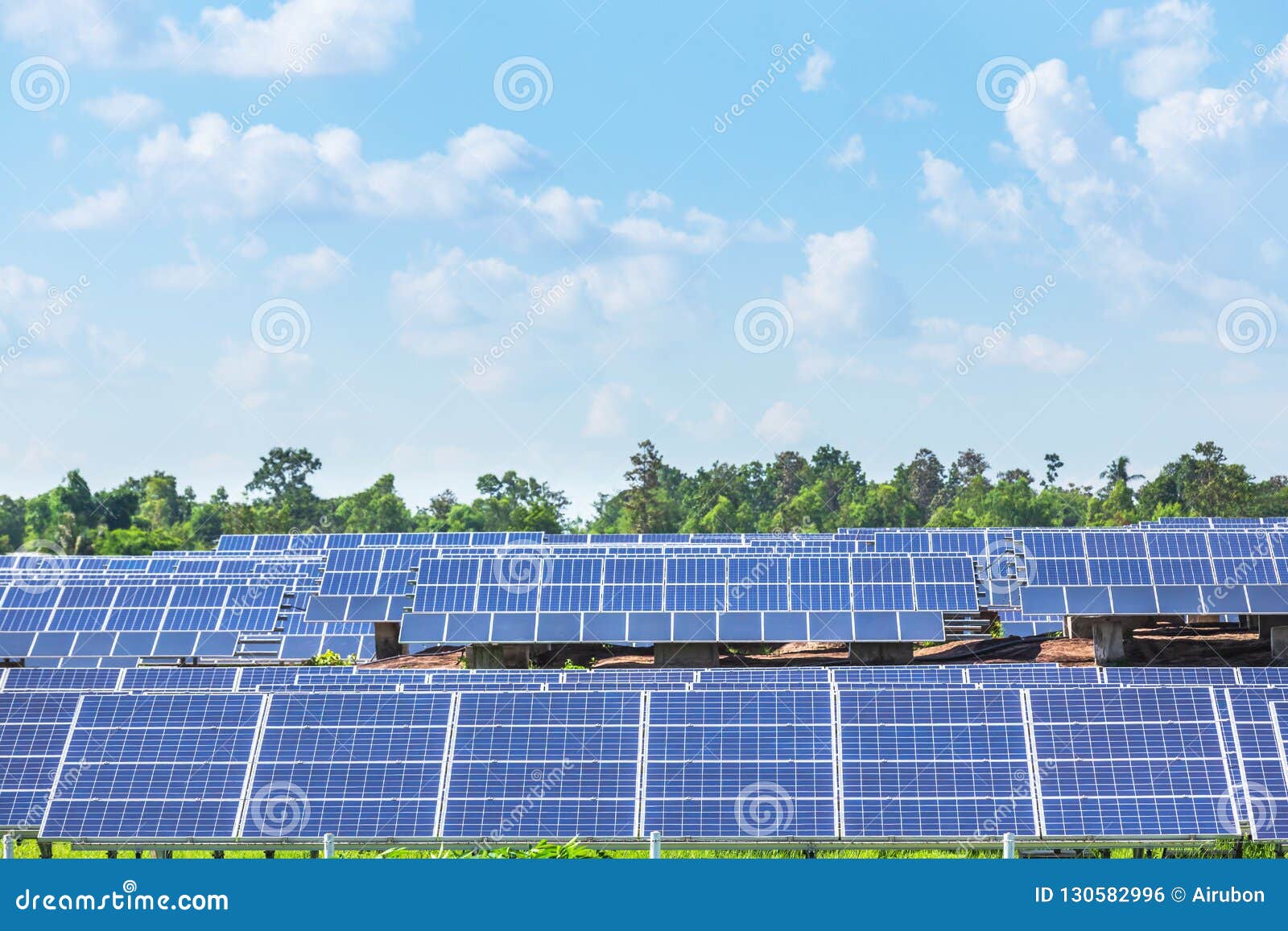 Rows Array of Solar Cells or Photovoltaics in Solar Power Plant Stock ...