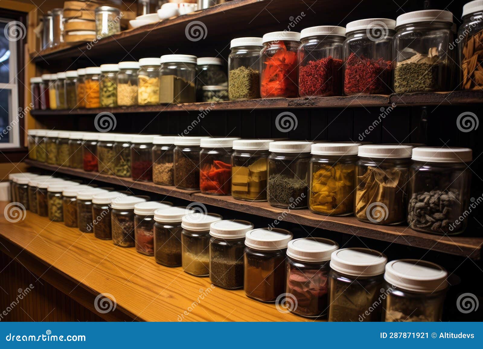 Rows of Assorted Teas and Coffee in Matching Containers Stock ...