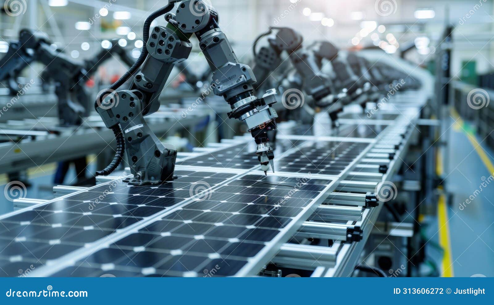 Rows of Automated Robotic Arms Carefully Assembling and Connecting ...
