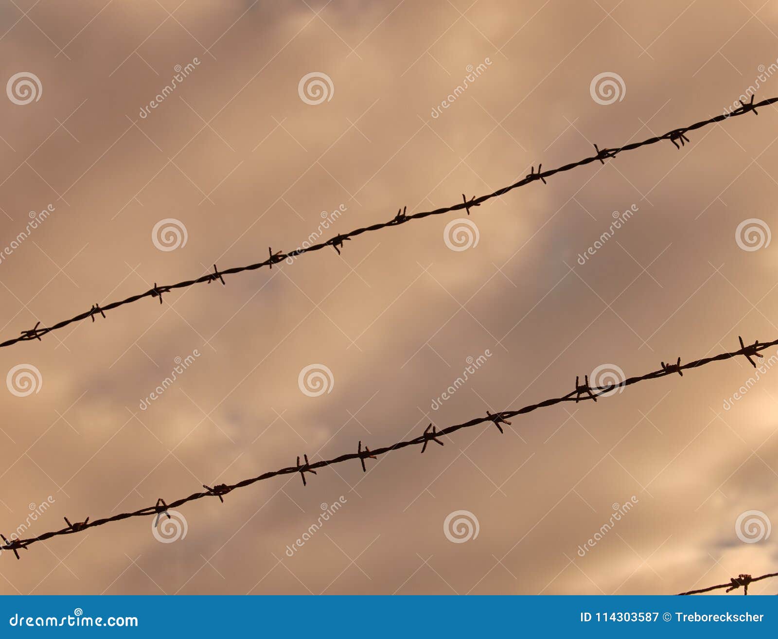 Barbed Wire in Front of a Dark Menacing Sky Stock Image - Image of ...