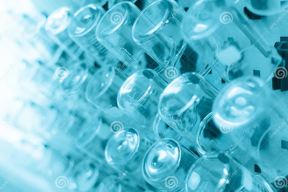 Rows of Beaker on a Drying Rack. Stock Photo - Image of healthcare ...