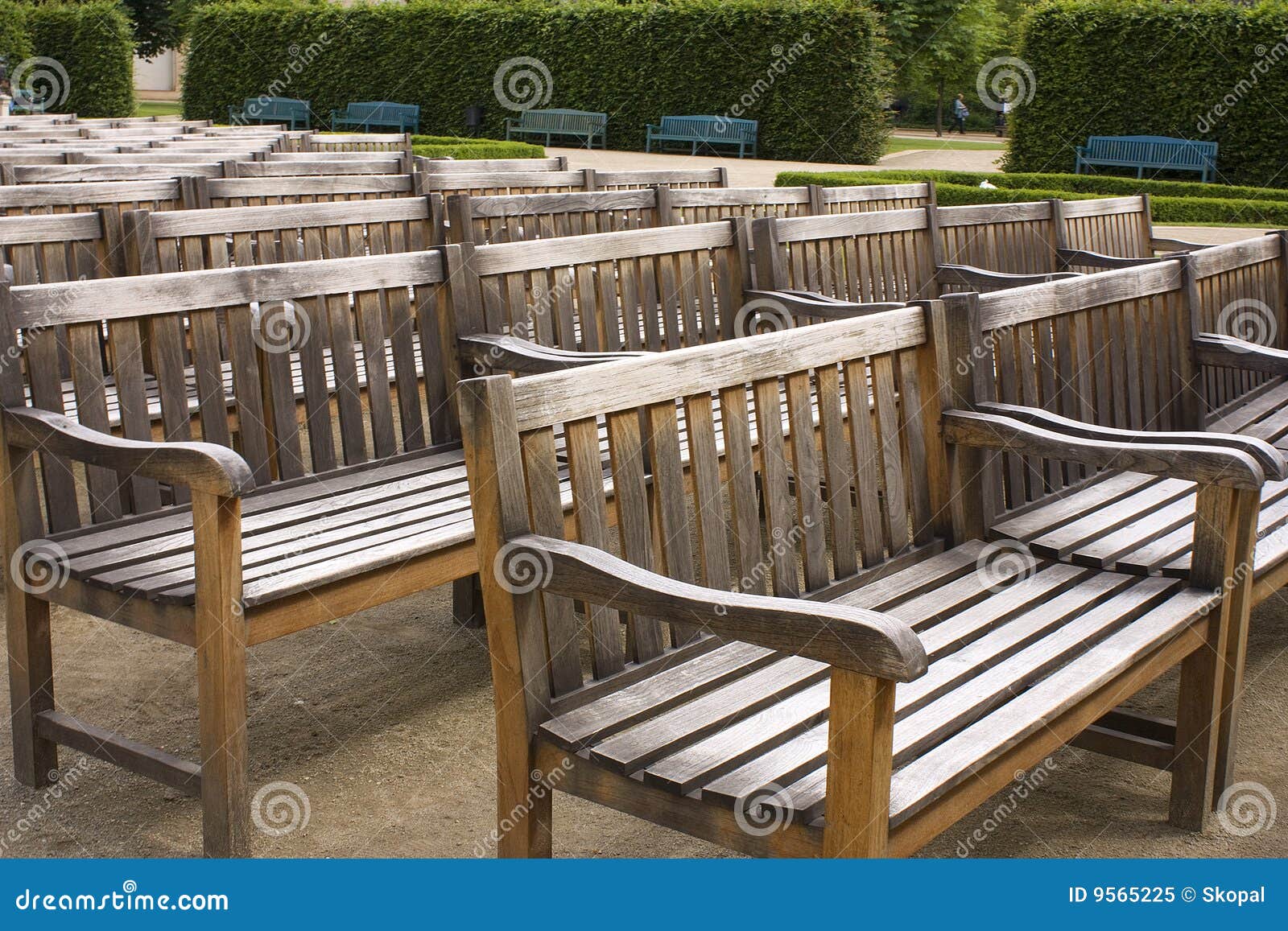 Rows of benches stock image. Image of outdoor, stool, auditorium - 9565225