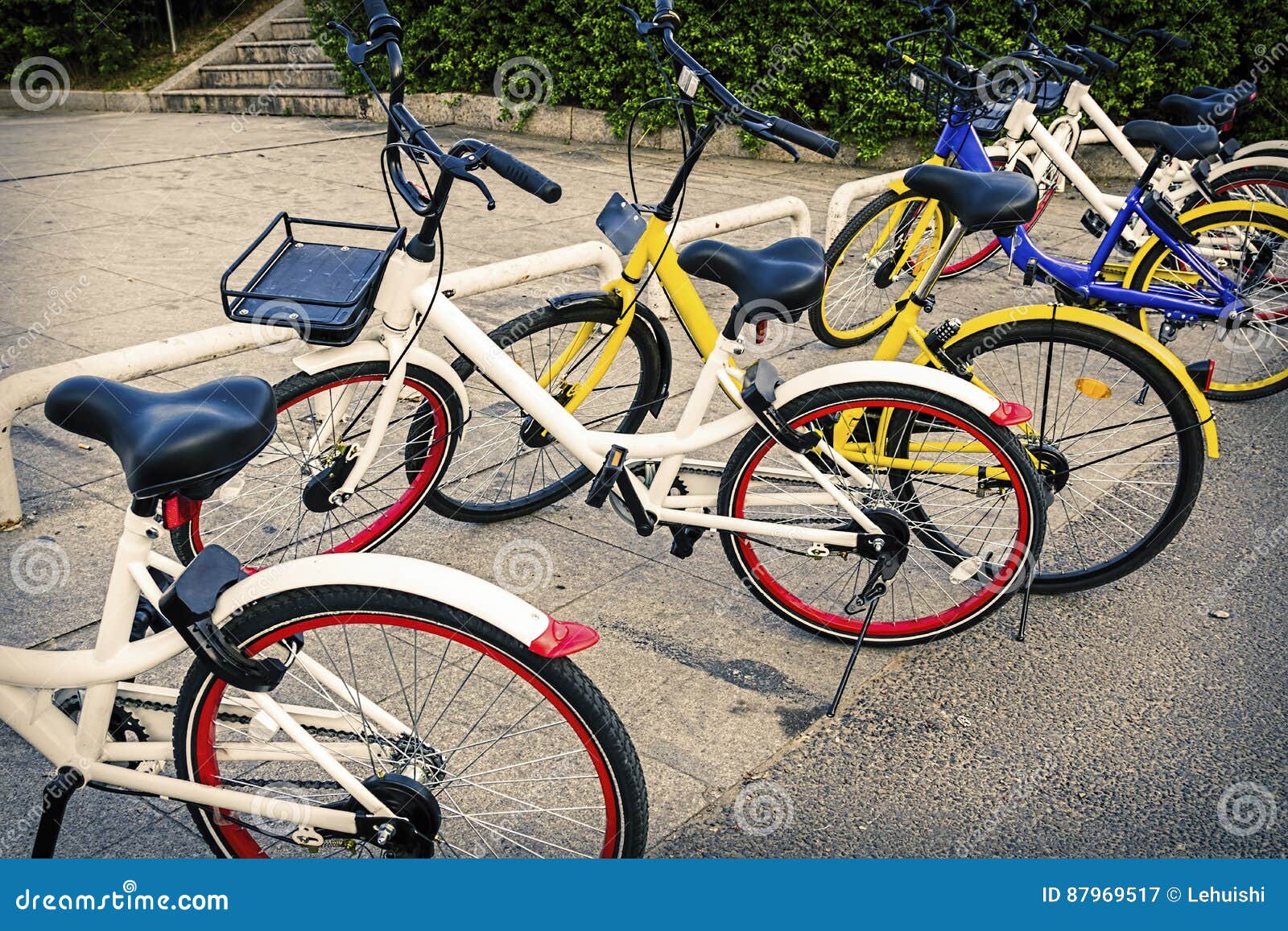 Rows of Bicycles are Placed on the Side of the Road. Stock Image ...