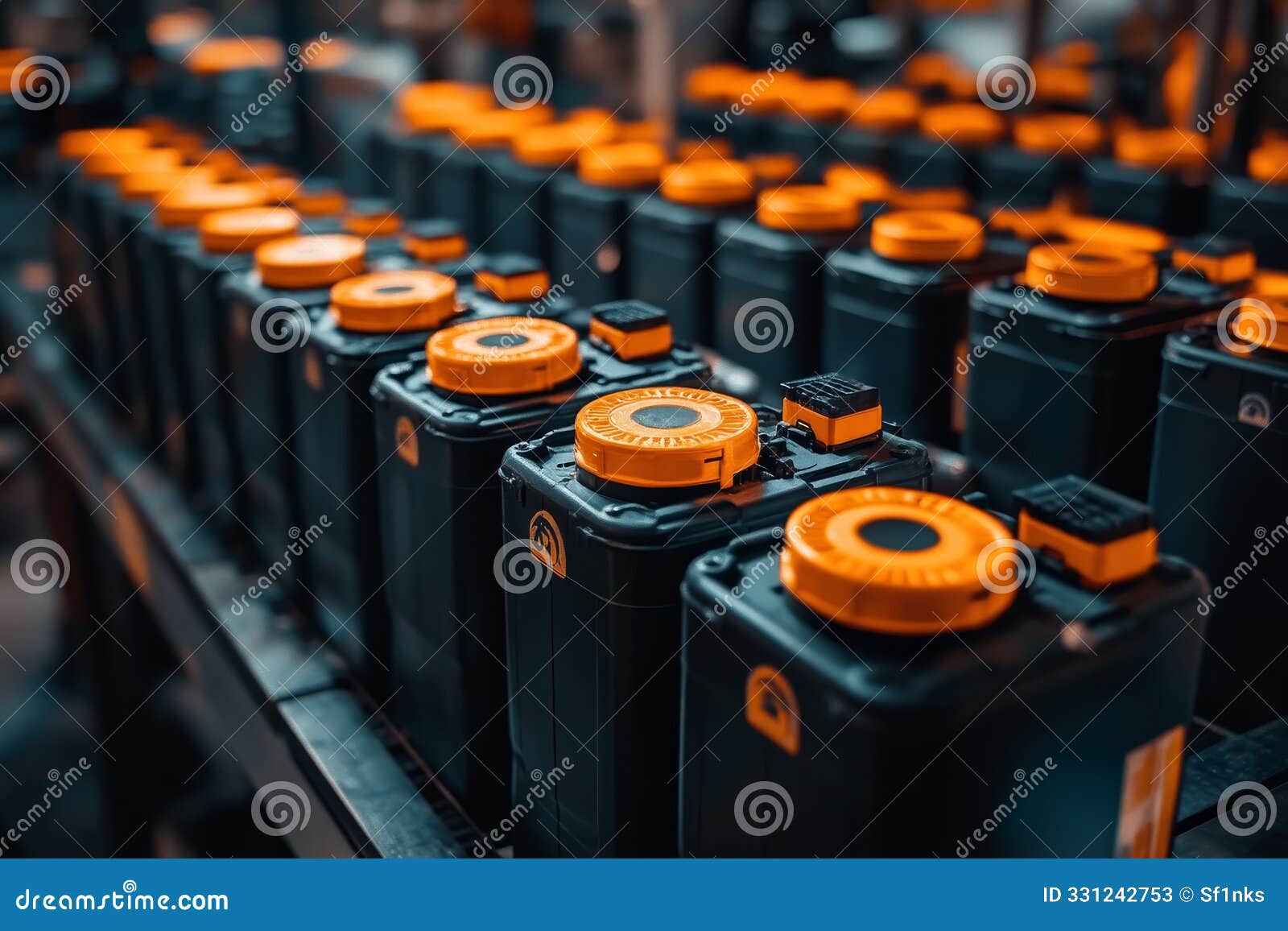 Rows Of Batteries In Industrial Accumulators Room. Battery Pack ...