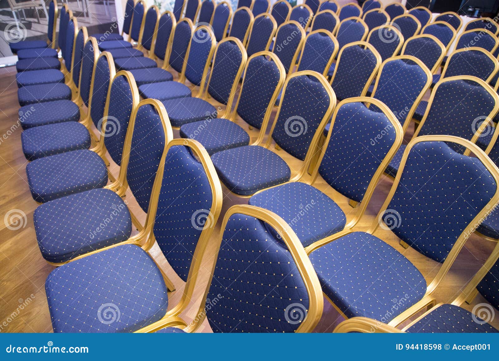 Rows of Blue Seats in Unknown Event Hall Stock Photo - Image of green ...