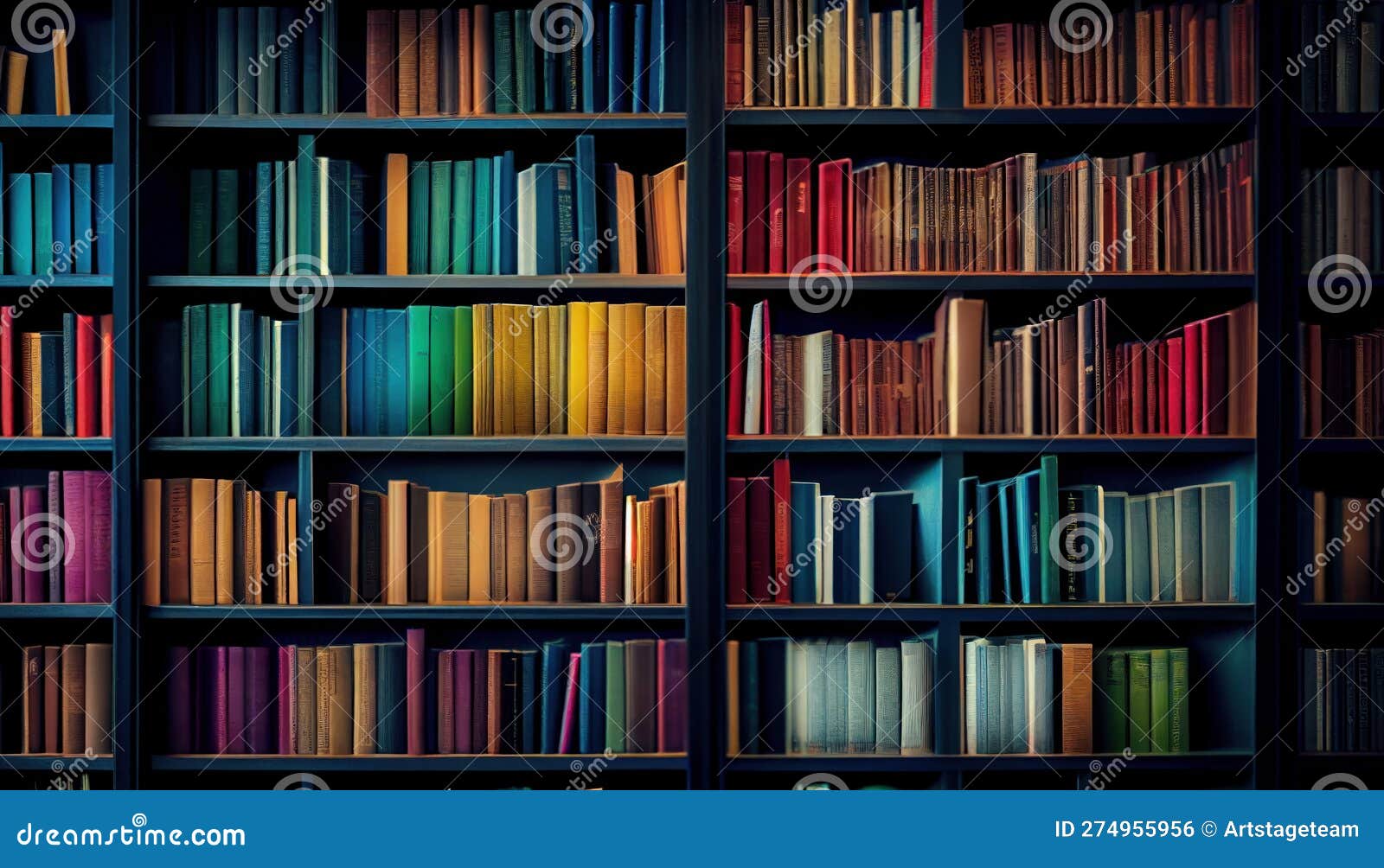 Rows of Books on Shelves in a Library. Developing Space Stock ...