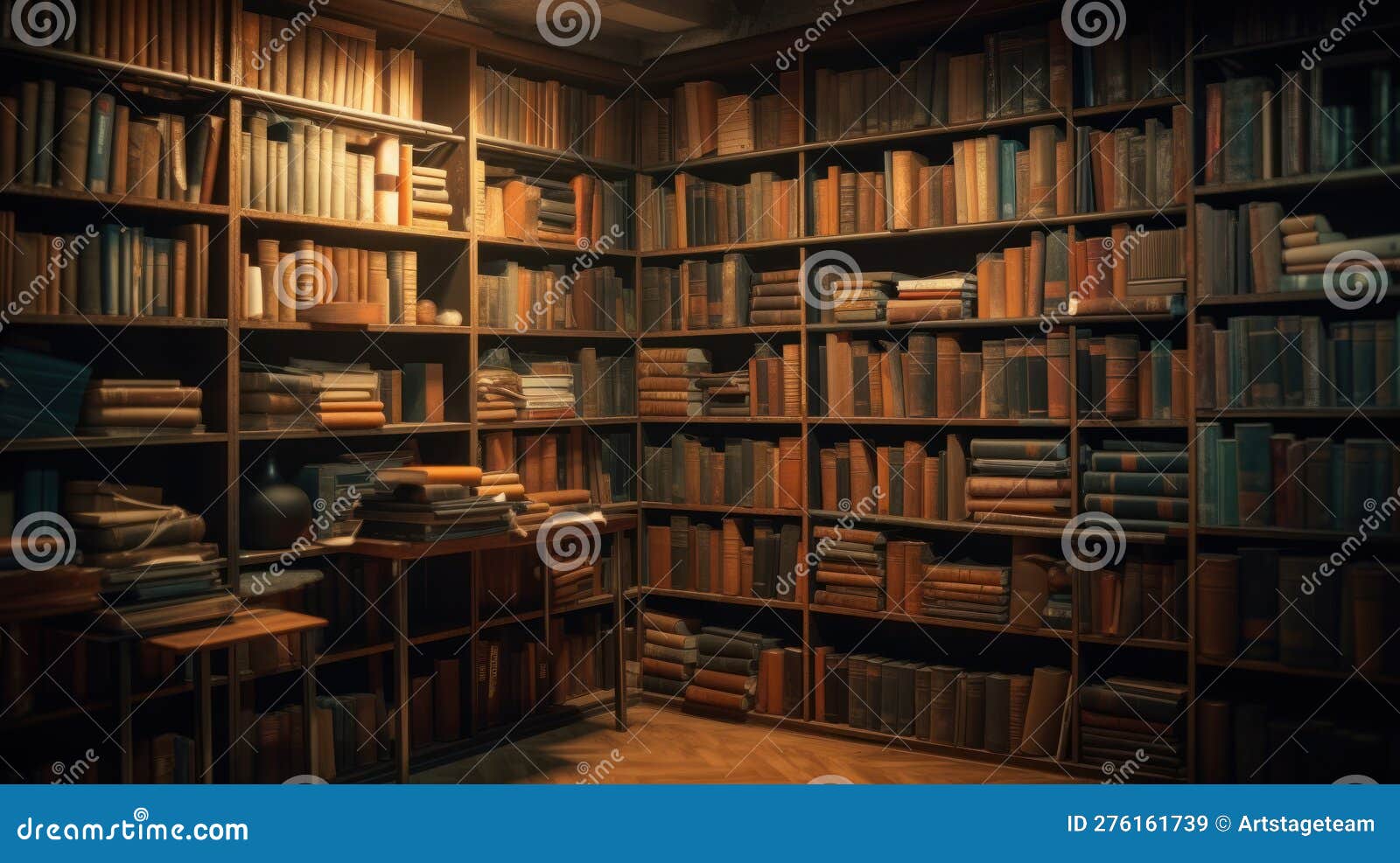Rows of Books on Shelves in a Library. Developing Space Stock ...