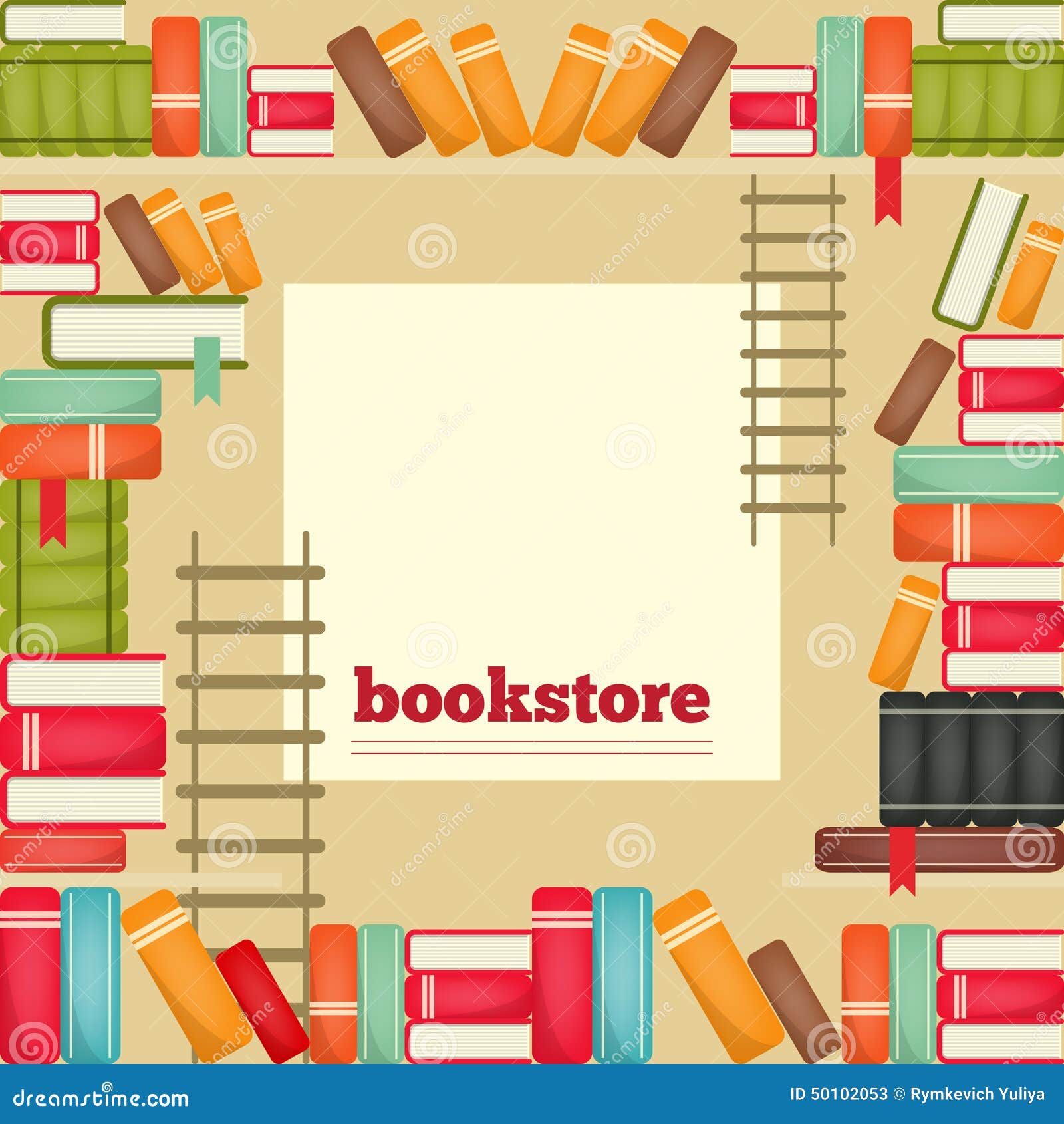 The Rows of Books on Shelves Stock Vector - Illustration of retro ...