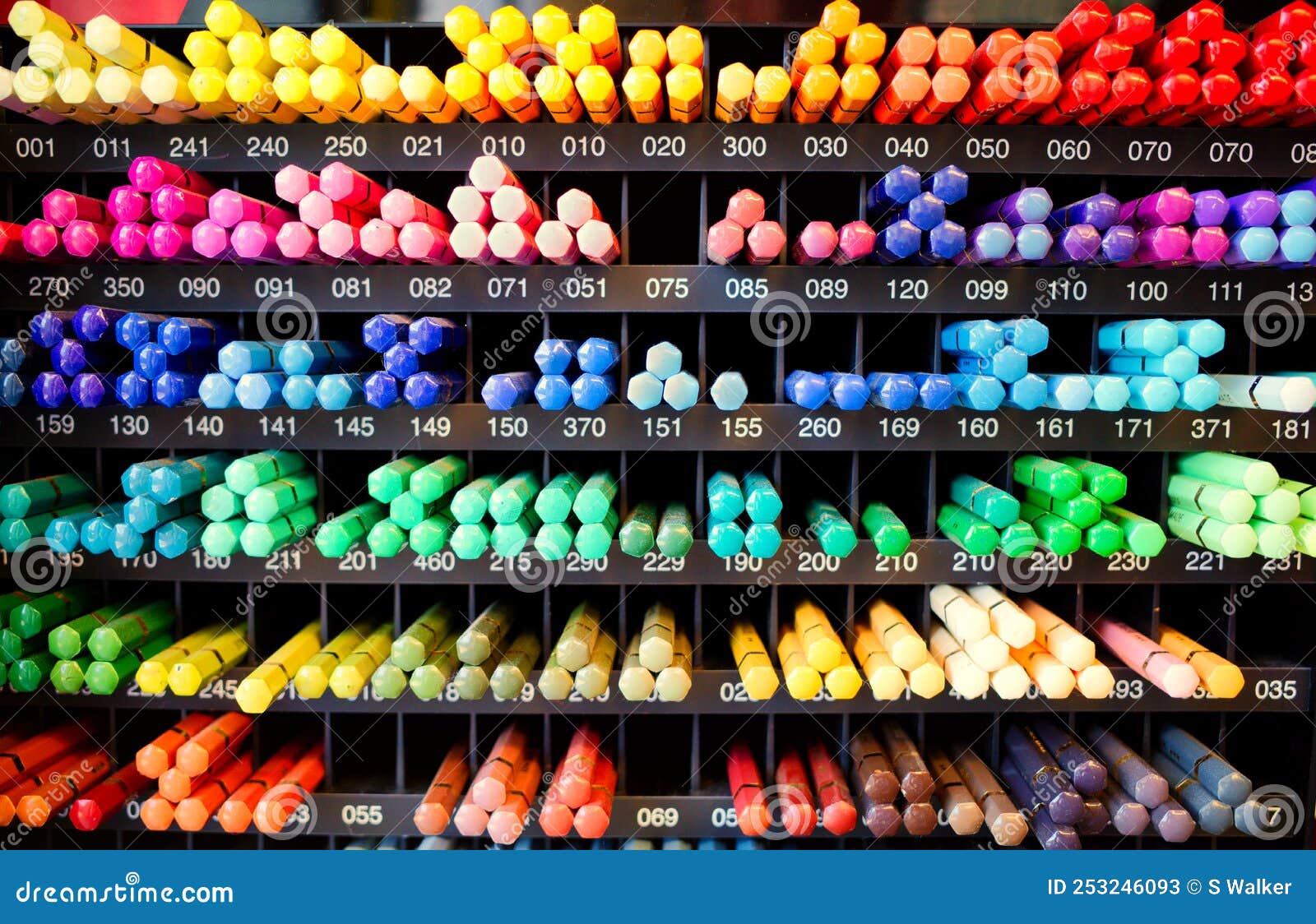 Rows of Brightly Coloured Pencils on a Display Rack. Stock Image ...