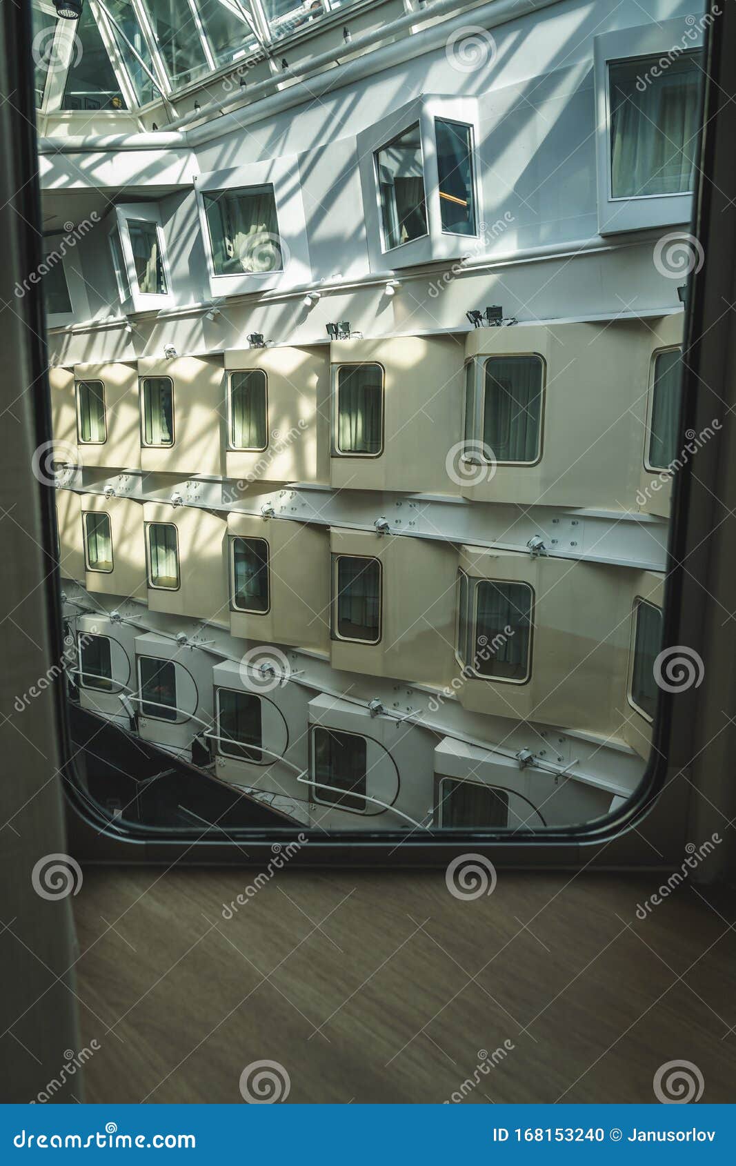 Cabin Windows And Portholes On Outboard Side Of Ship Stock Image ...