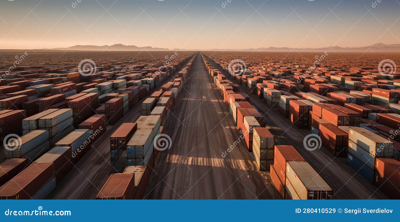 Rows of Cargo Containers Stretch To the Horizon, Creating an Awe ...