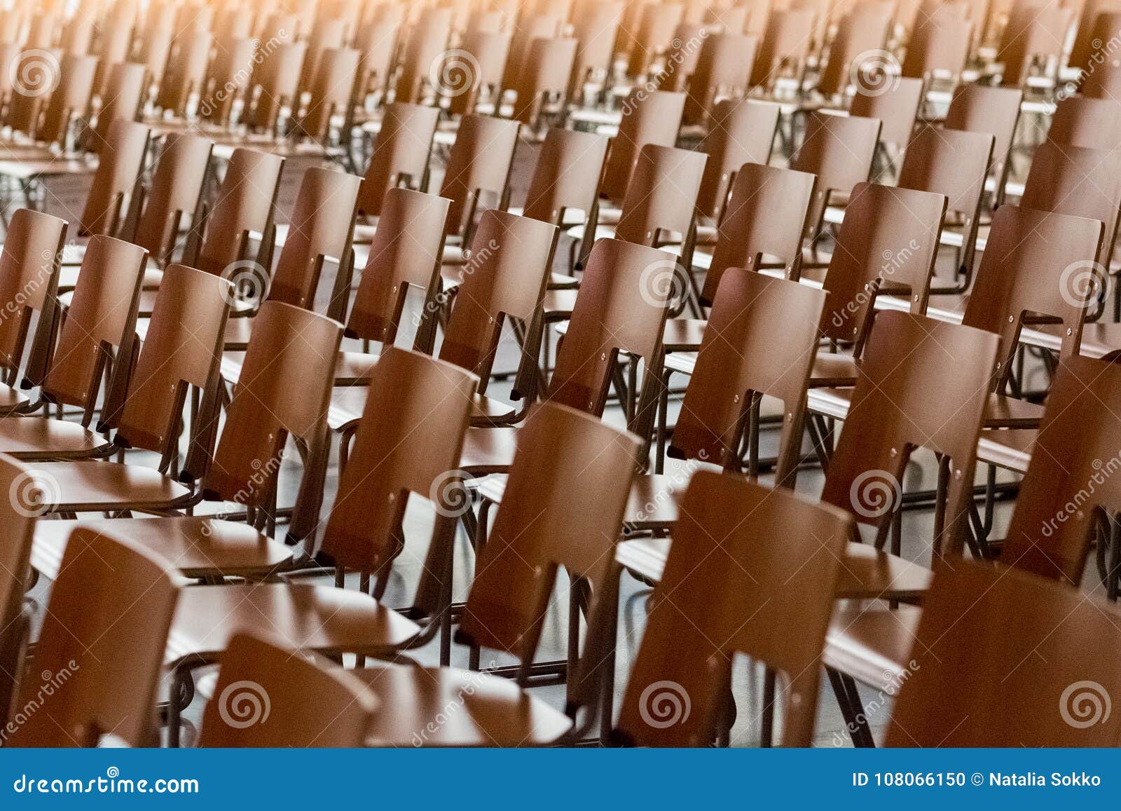 Rows of Chairs in the School Hall Stock Photo - Image of inside ...