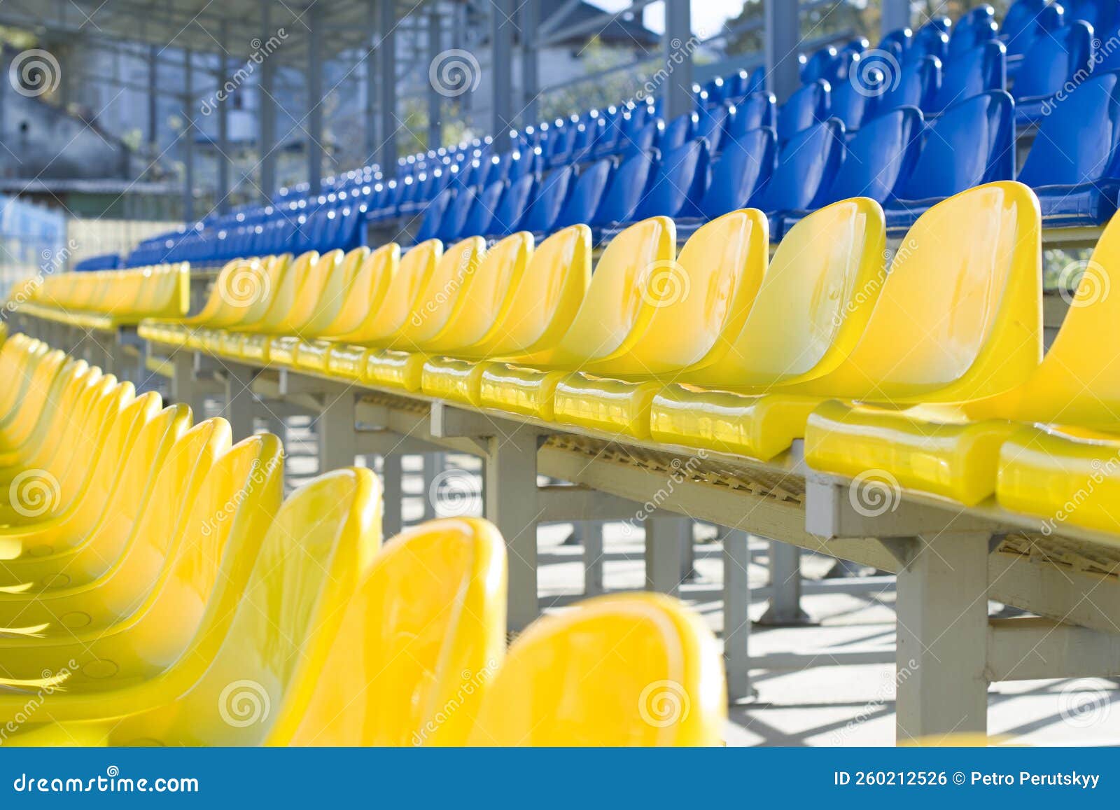 Rows of chairs stock photo. Image of fans, line, field - 260212526
