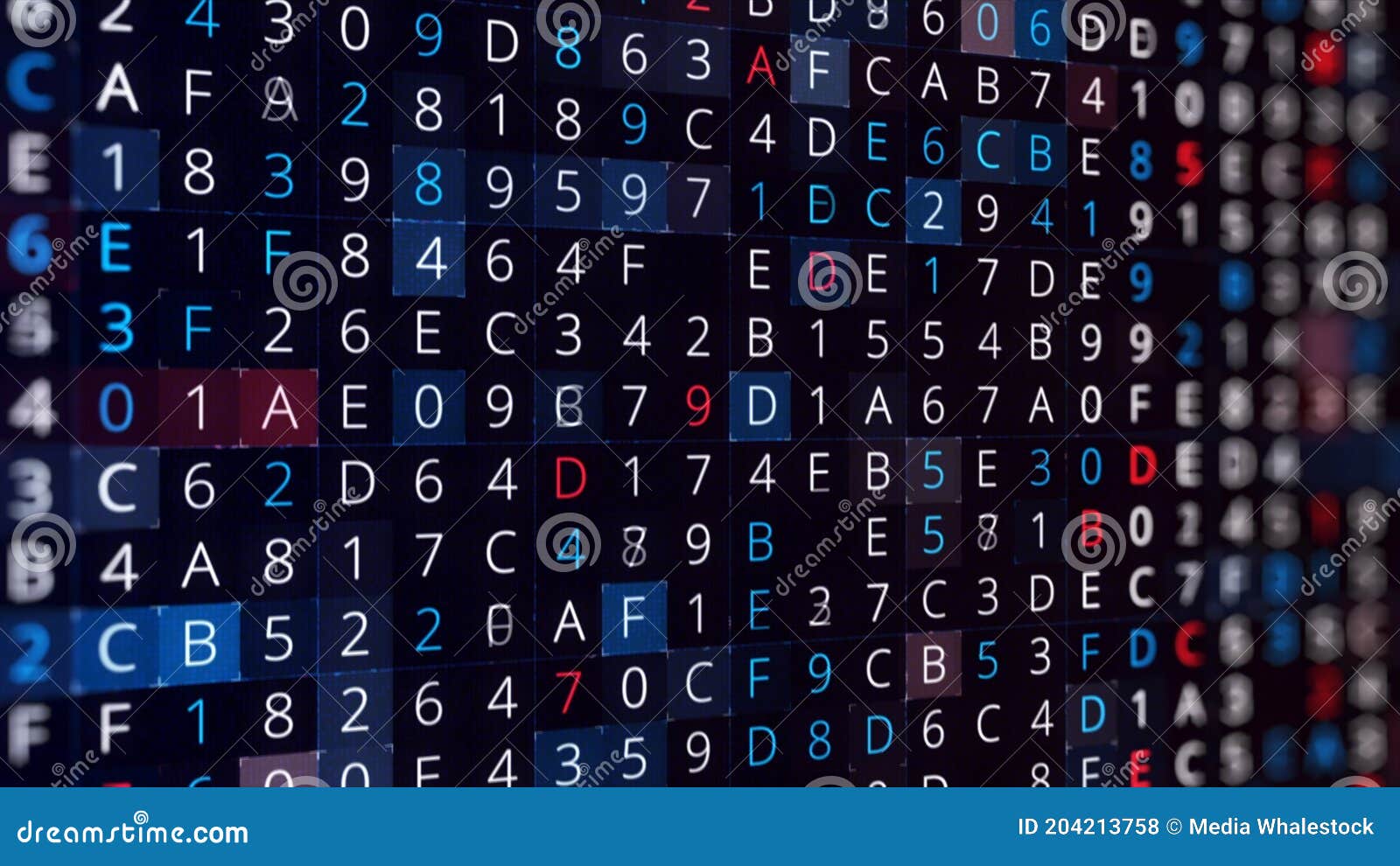 Rows Of Changing Symbols, Hacking A Password On Black Background, Seamless Loop. Animation ...