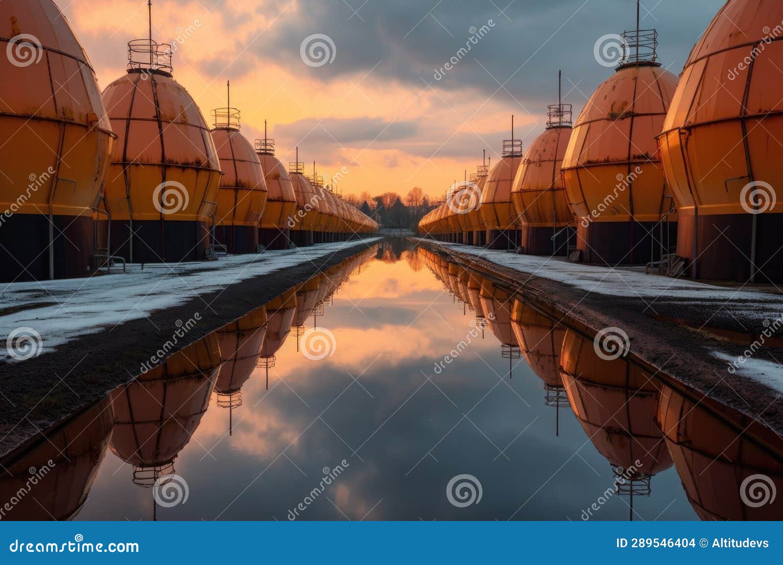 Rows of Chemical Storage Tanks at an Industrial Site Stock Photo ...