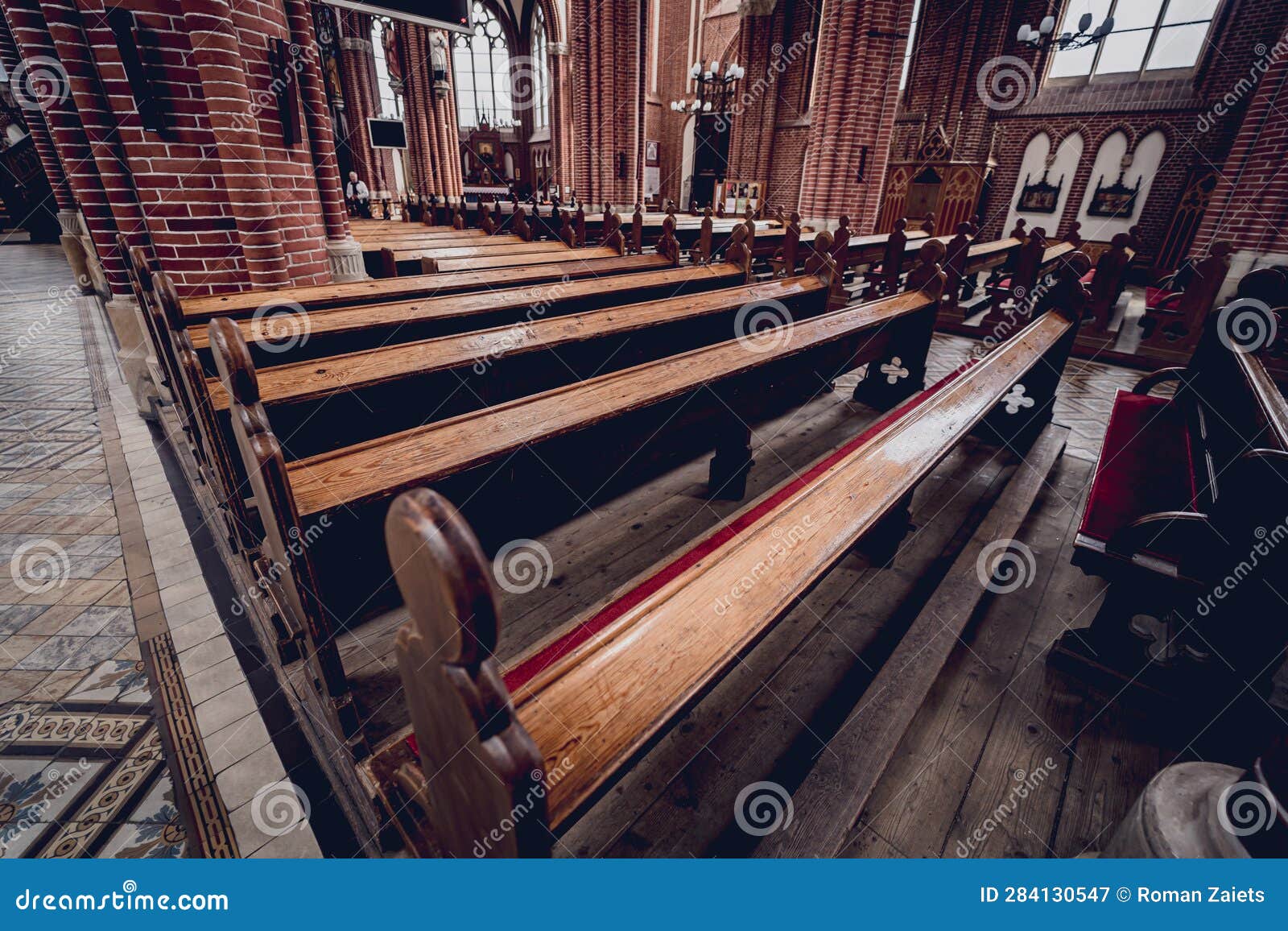 Rows of Church Benches at the Old European Catholic Church. Editorial ...