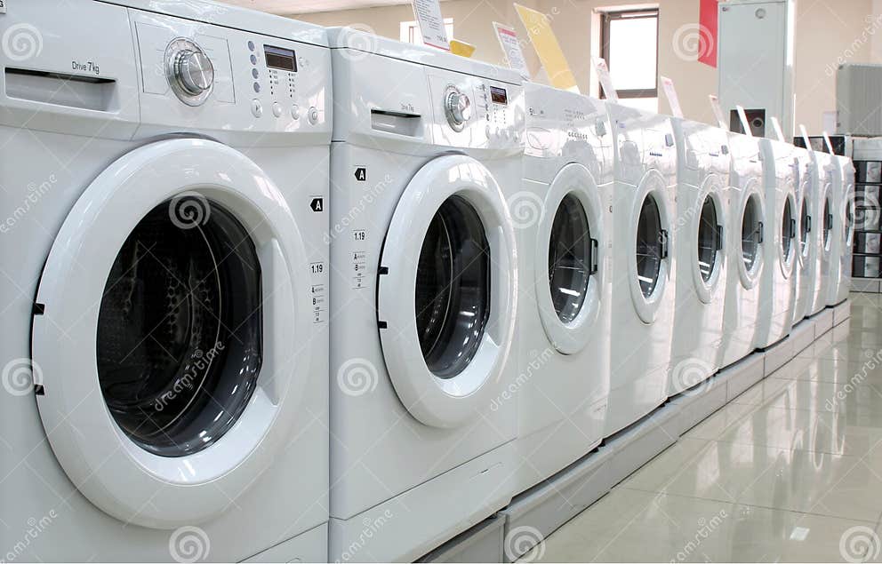 Rows of Clothes Washers in a Store Stock Image - Image of electronics ...