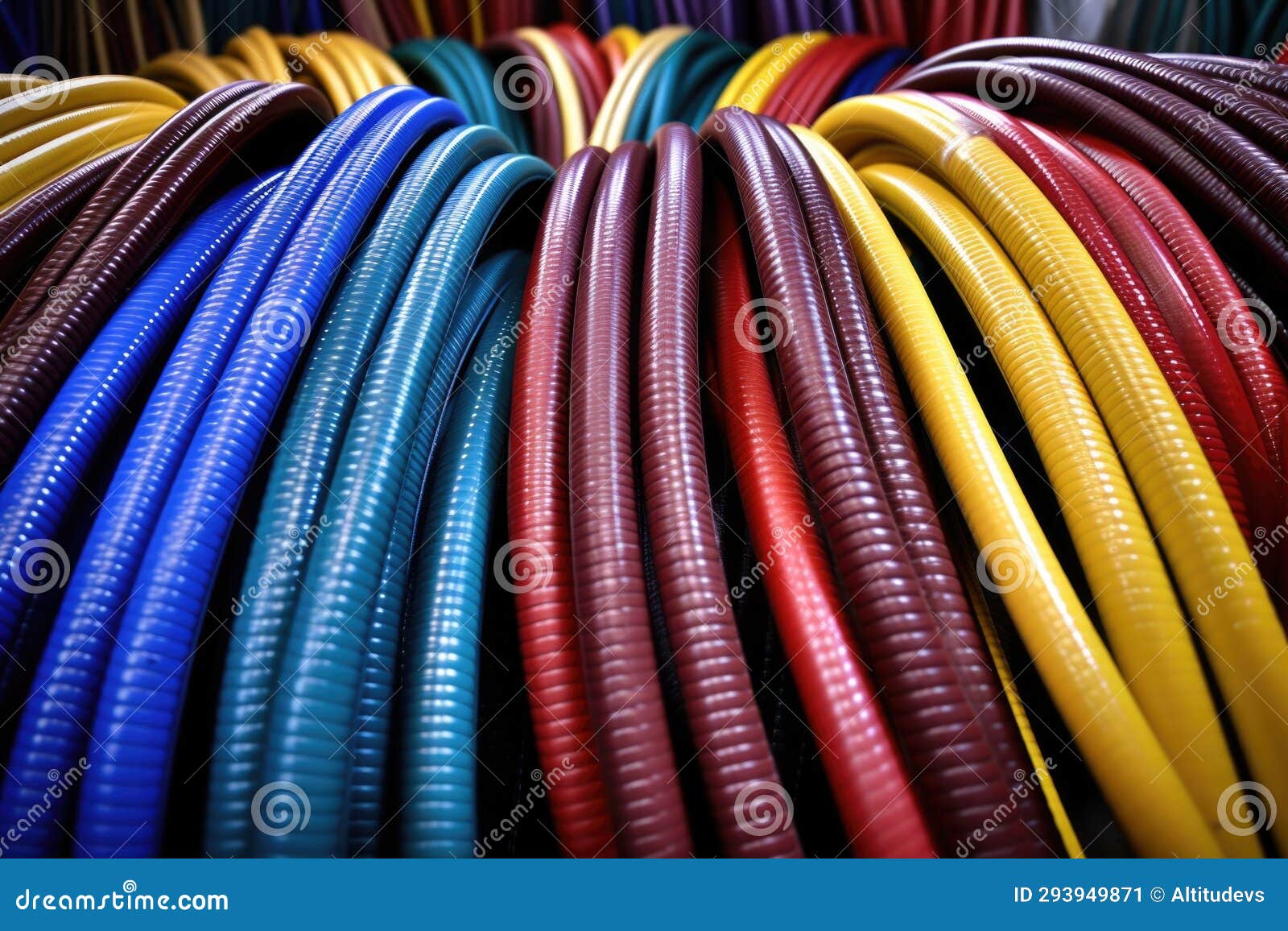 Rows of Coiled-up Cable Wires in Various Colors Stock Image - Image of ...
