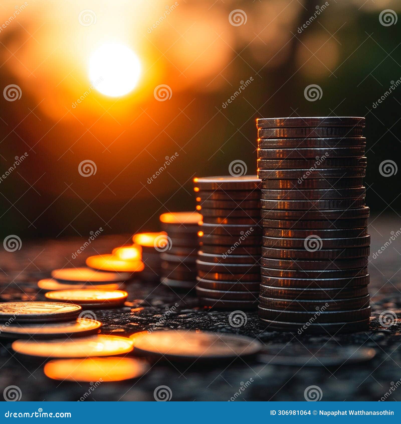 Rows of Coins, Arranged from Lowest To Highest Balanced Stack of Coins ...