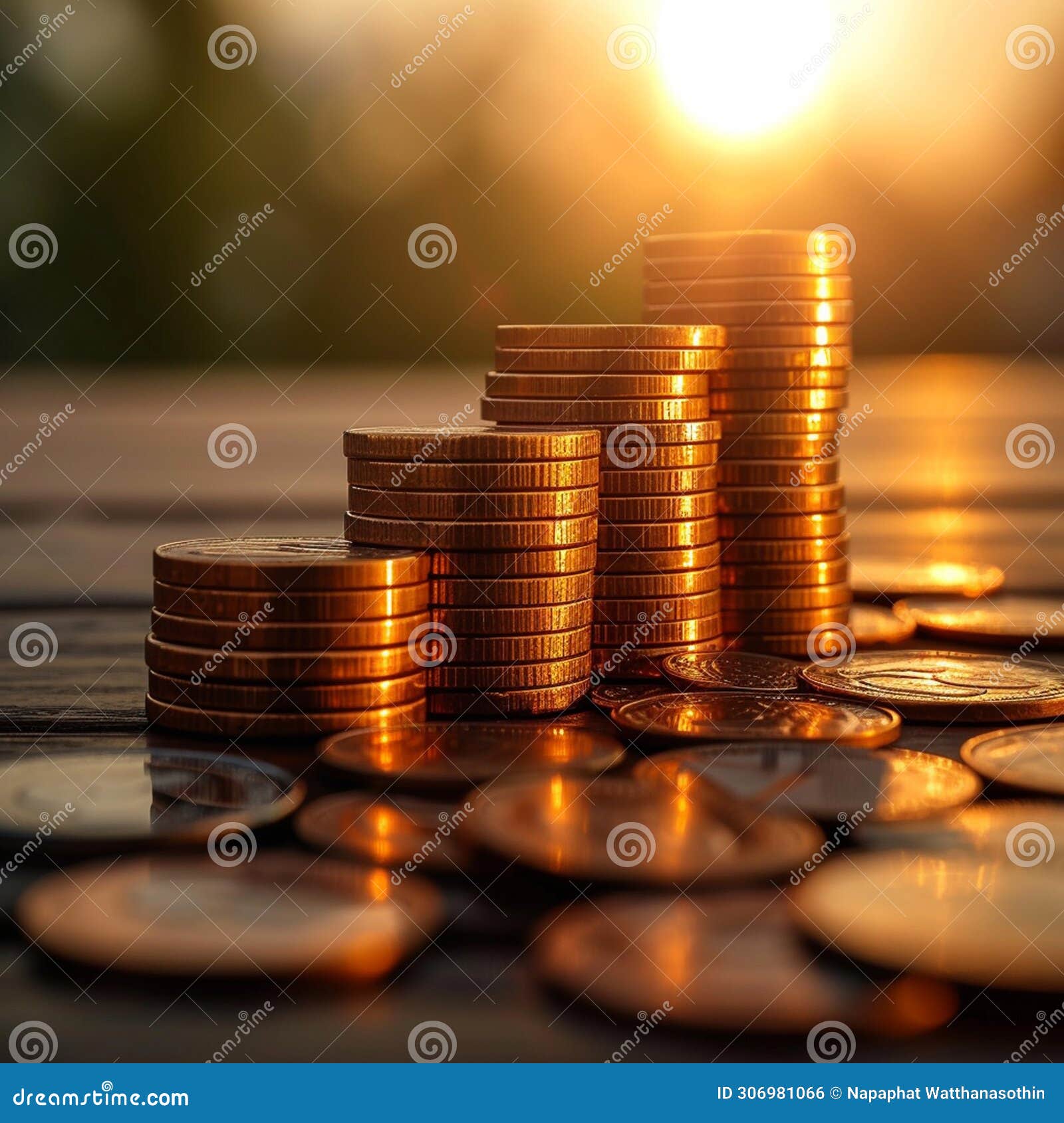 Rows of Coins, Arranged from Lowest To Highest Balanced Stack of Coins ...