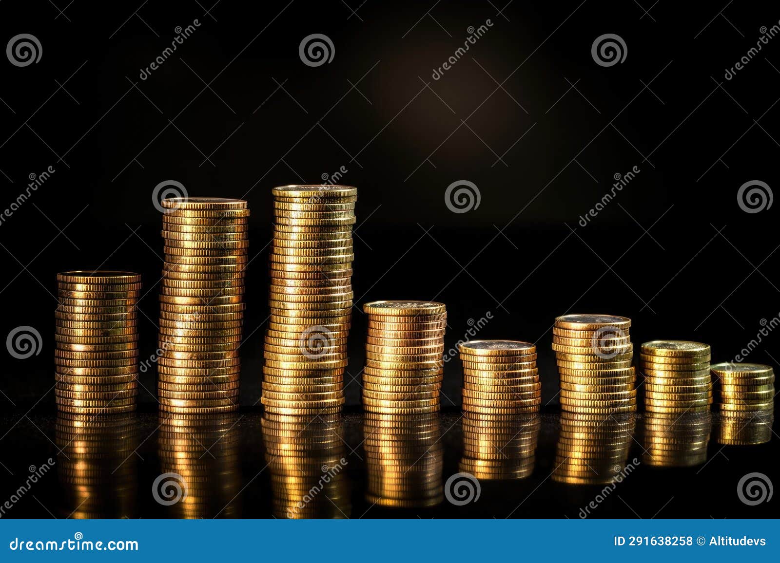 Rows of Coins Increasing in Size To Show Growth Stock Photo - Image of ...