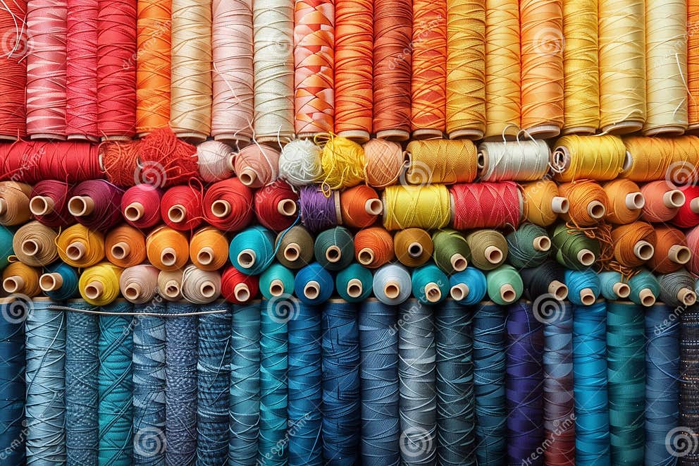 Gradient of Thread Spools Transitions Seamlessly from Vibrant Reds To ...