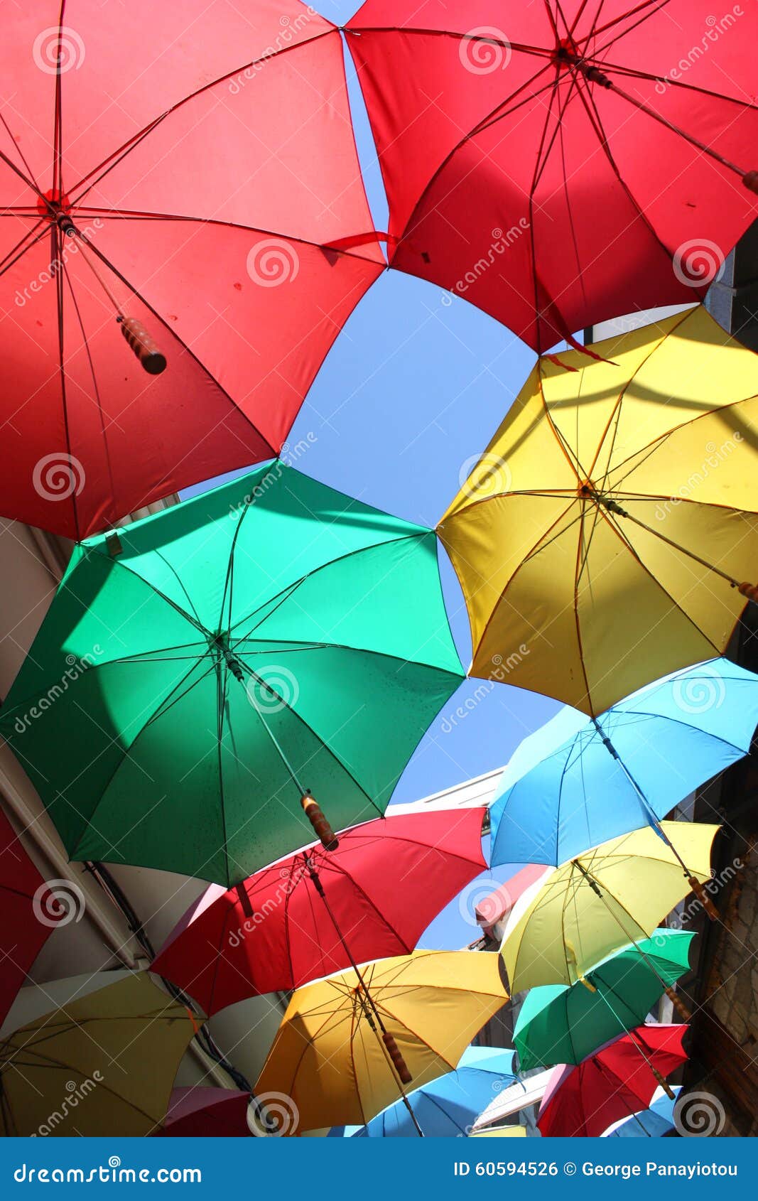 Rows of Colorful Umbrellas. Stock Photo - Image of color, yellow: 60594526