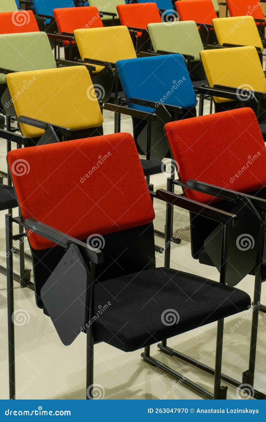 Rows of Colourful Seats in the Hall Stock Photo - Image of seat, event ...