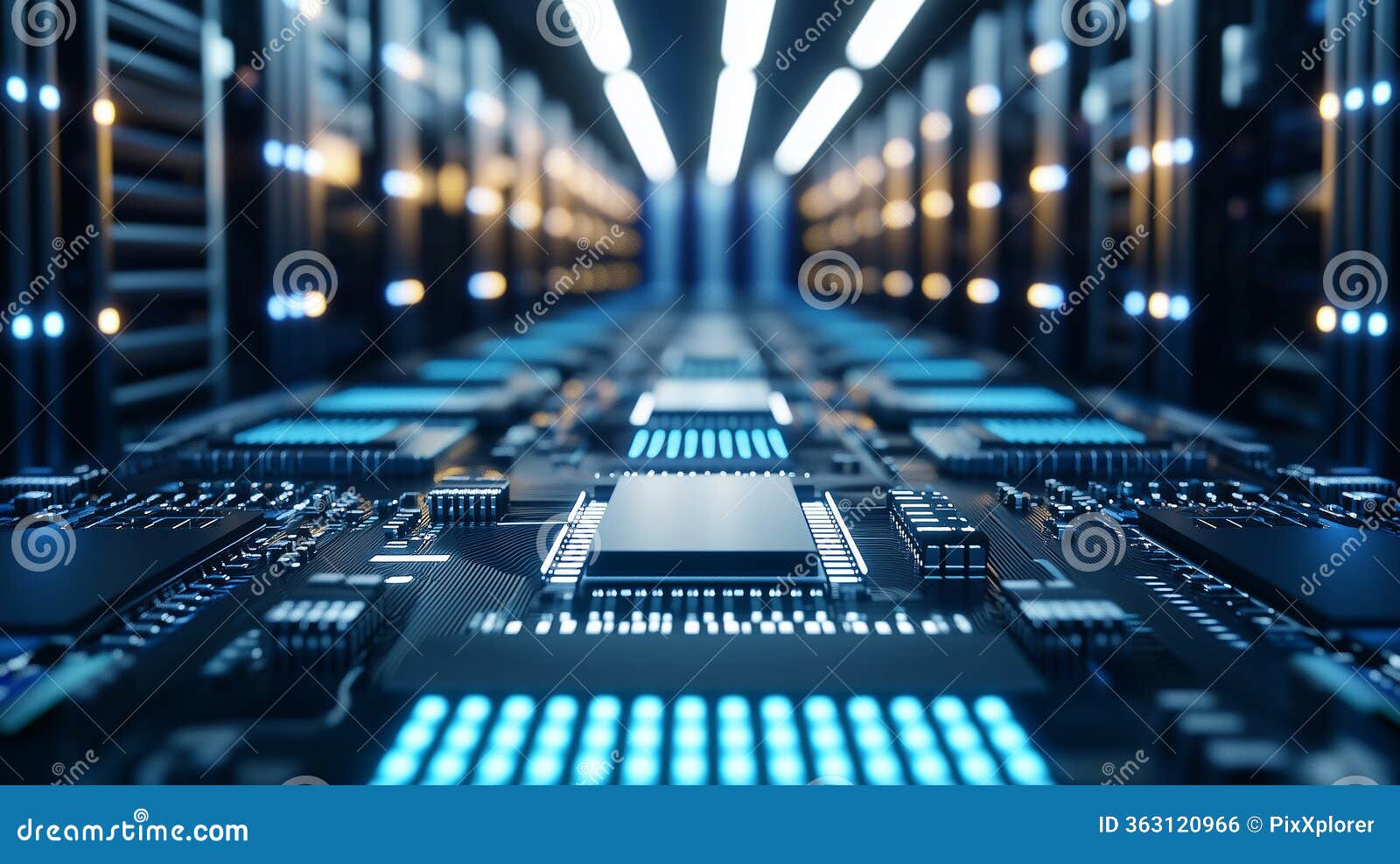 Rows of Computer Servers in a Data Center, Showcasing a Futuristic and ...