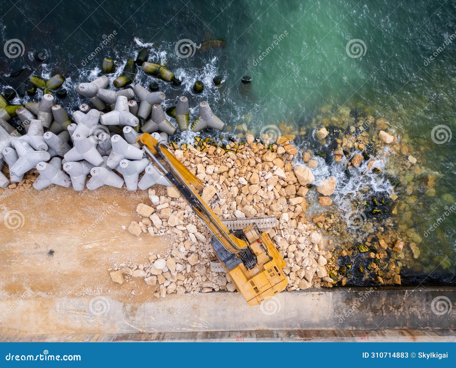 Rows of Concrete Blocks Along Beach Stock Image - Image of blocks ...