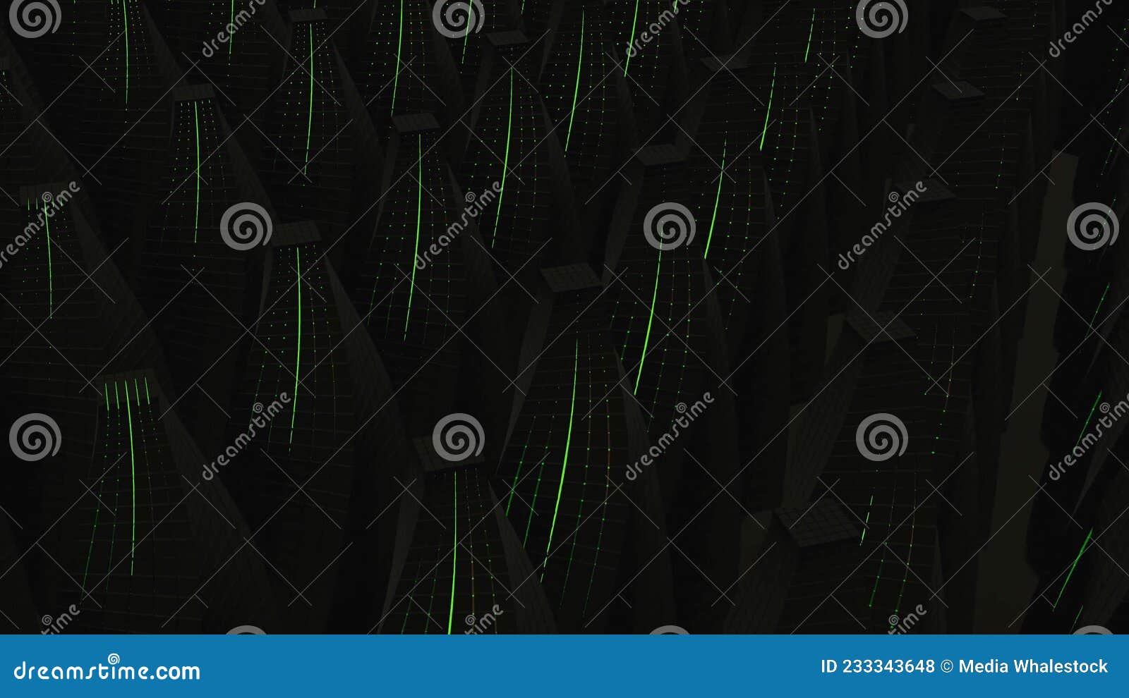Rows of Cones with Neon Lines. Design. Animation with Dark Rows of ...