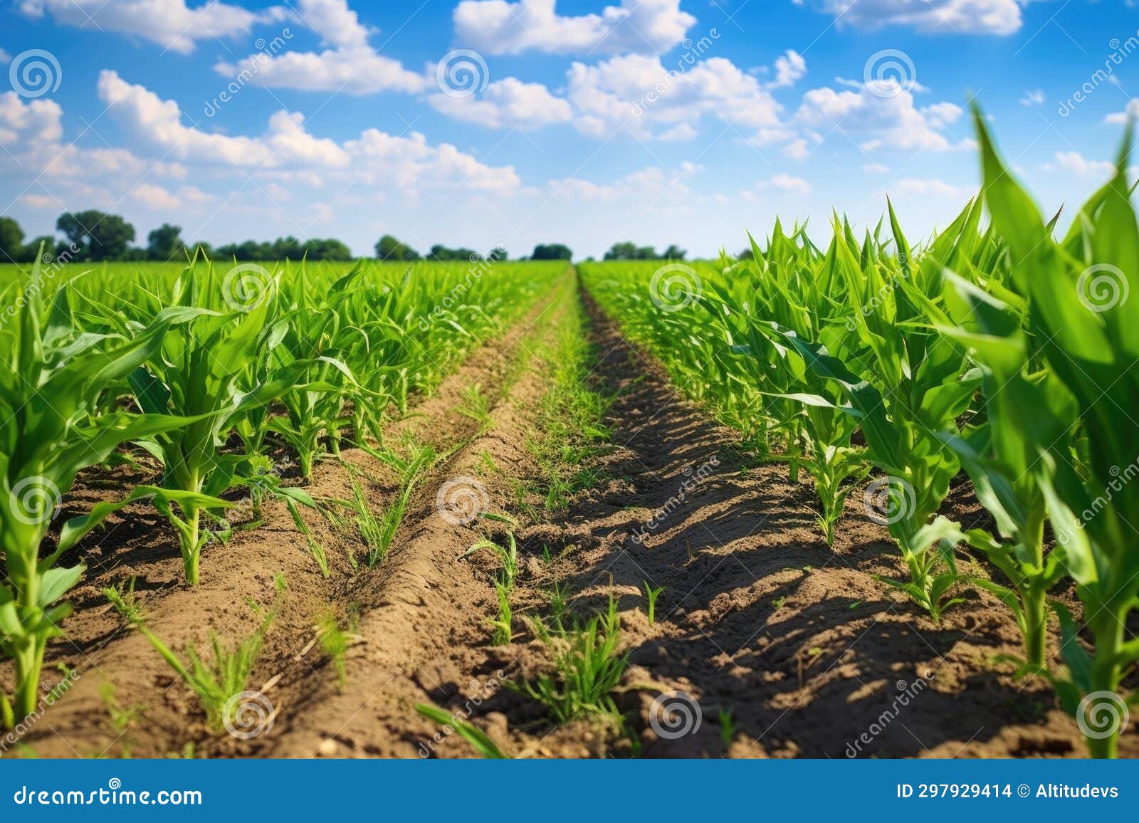 Rows of Corn Growing in a Managed Agricultural Field Stock Photo ...