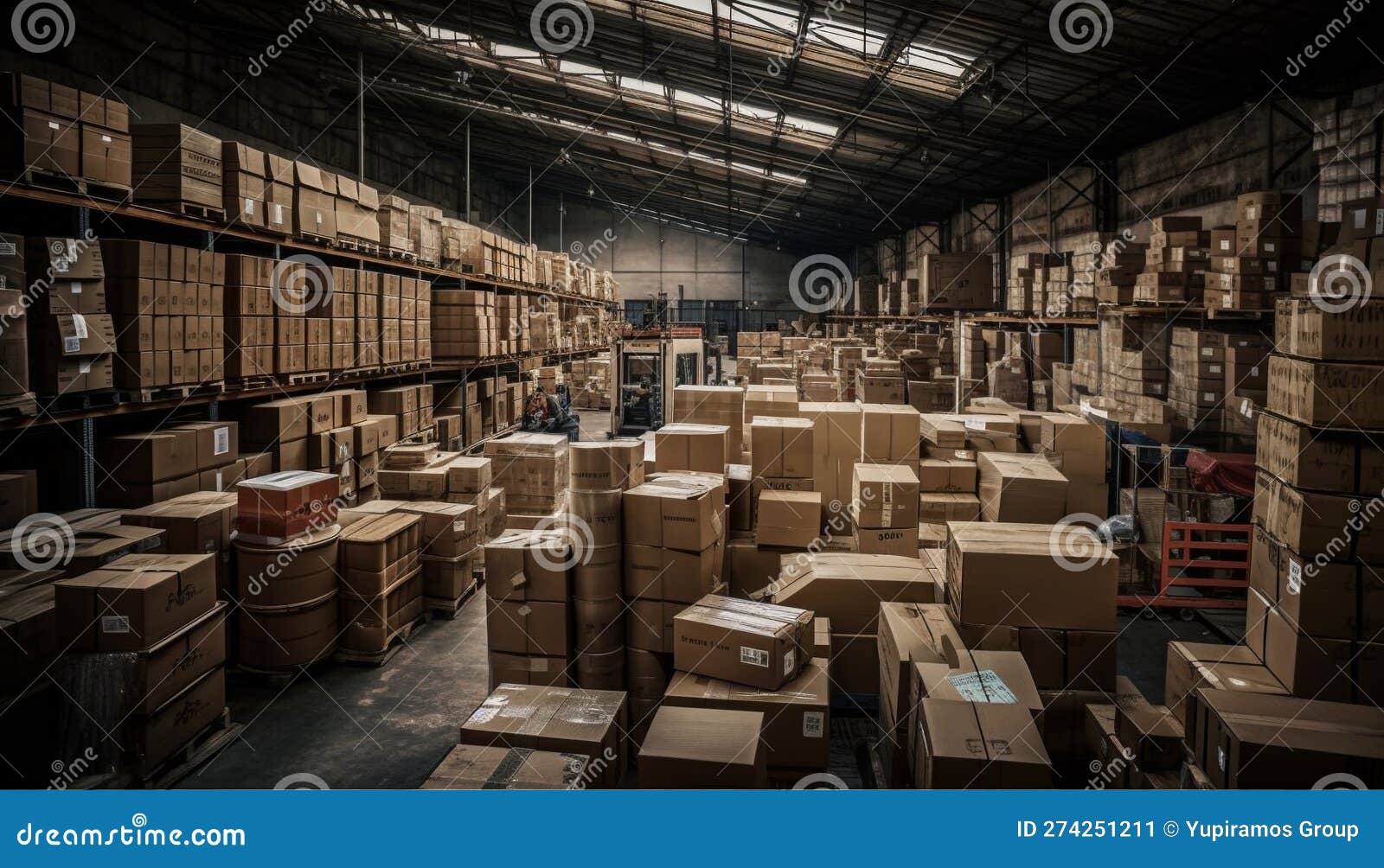 Rows of Crates in Large Indoor Warehouse Generated by AI Stock Image ...