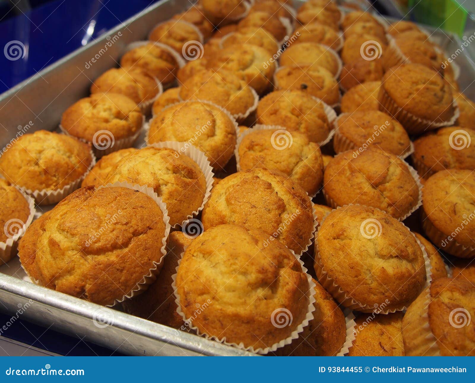 Rows of Cup Cakes in on Shelf in Bakery or Baker`s Shop Stock Image ...