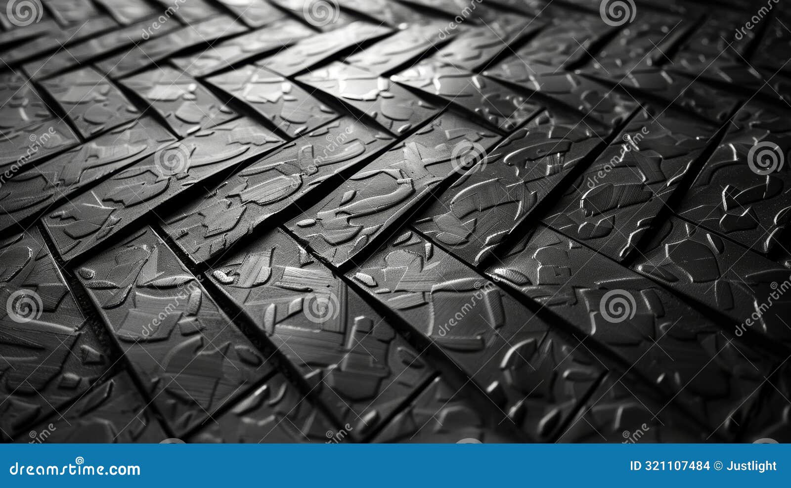 Rows of Curved and Overlapping Rectangles Engraved into a Matte Black ...