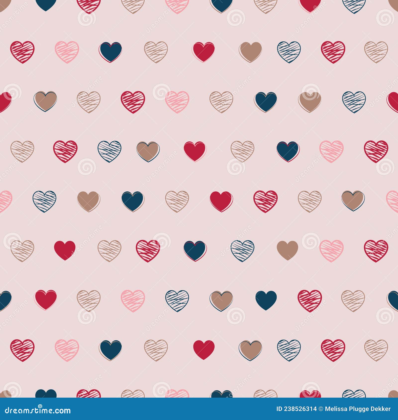 Rows of Cute Colored and Lined Hearts Stock Vector - Illustration of ...