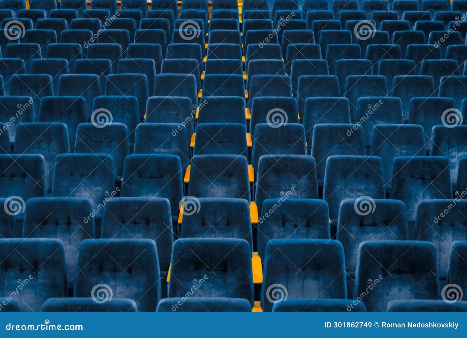 Rows of Dark Blue Seats in Empty Assembly Hall for Performance Stock ...