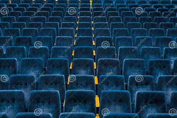 Rows of Dark Blue Seats in Empty Assembly Hall for Performance Stock ...