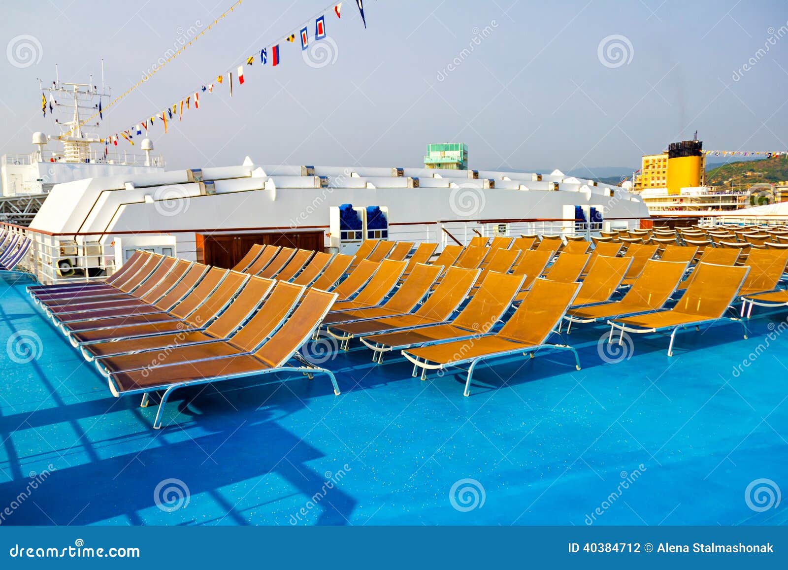 Rows of Deck Chairs on Cruise Ship Stock Photo - Image of chair, people ...